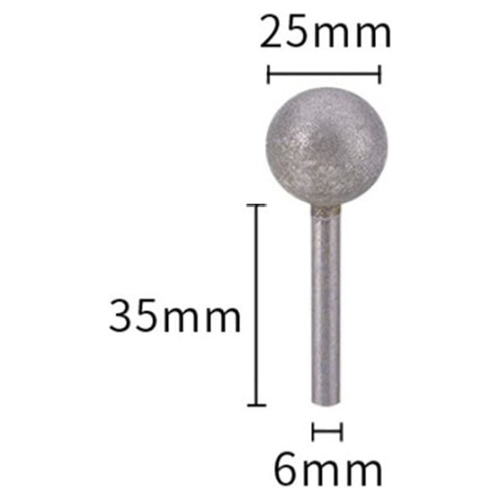 6mm Shank Spherical Head Diamond Grinding Bit Round Ball Burs for Stone ...
