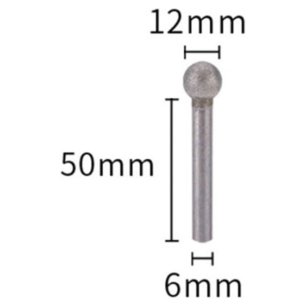 6mm Shank Spherical Head Diamond Grinding Bit Round Ball Burs for Stone ...