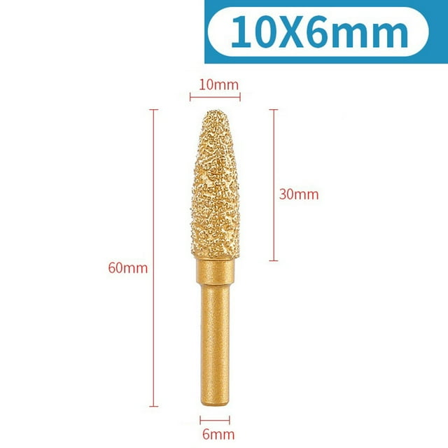 6Mm Shank Vacuum Brazed Diamond Burr Head Grinding Rotary File for ...