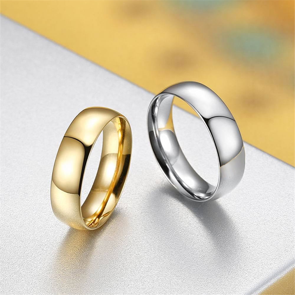 6mm Simple Ring Classic Smooth 14K Yellow Gold Wedding Engagement Rings ...