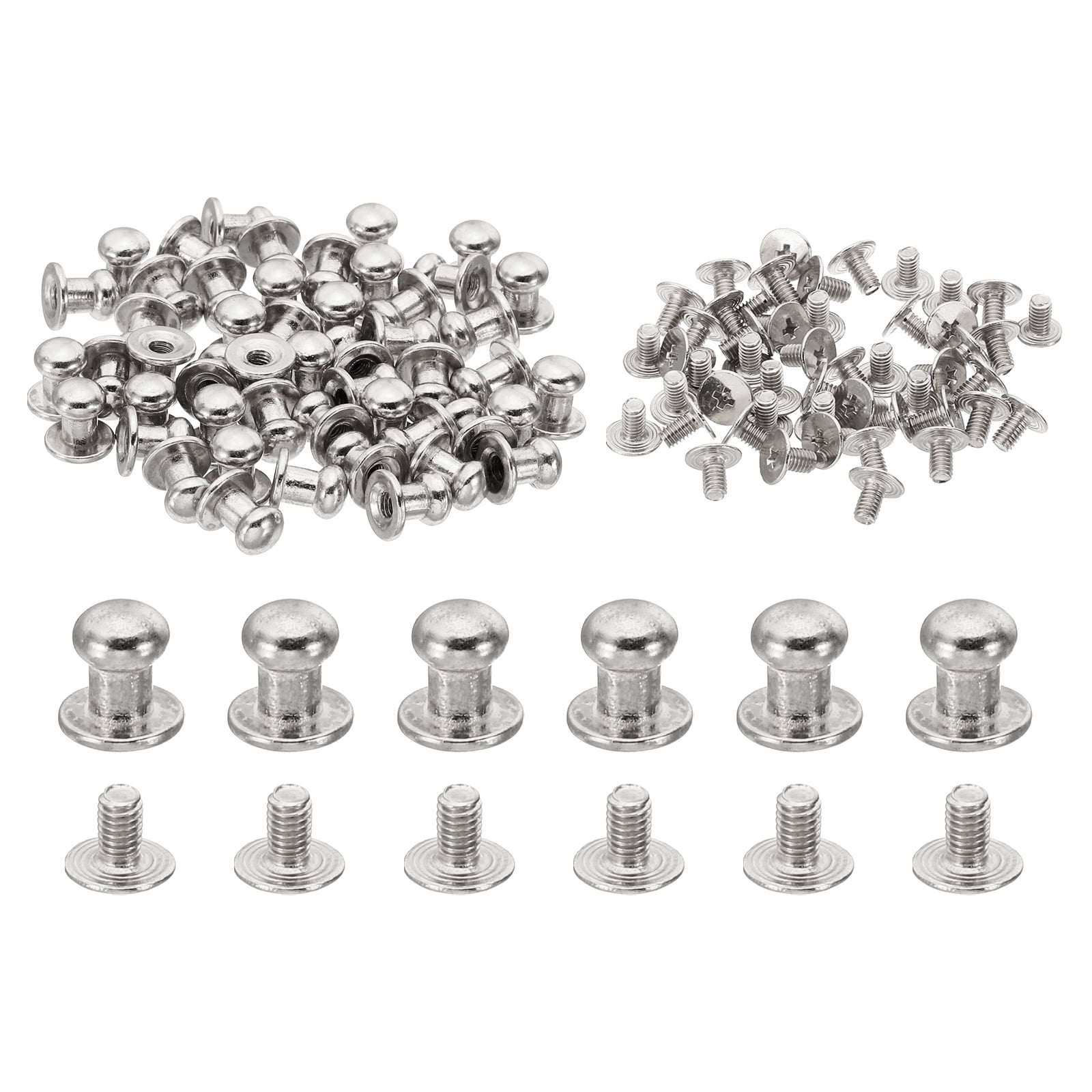 6mm Studs for Clothing, 50 Sets Studs and Spikes Leather Rivets Screw ...