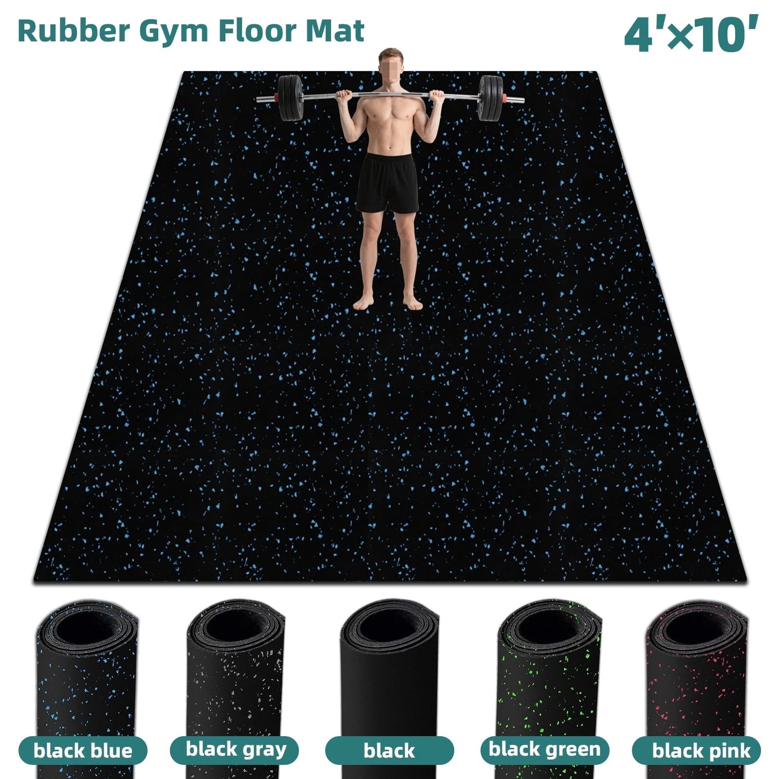 6mm Thick Gym Floor Mats Rubber Gym Flooring Roll Equipment Mats 4x10ft ...