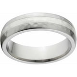 6mm Titanium Band with Silver Inlay Hammer Band Finish And Deluxe ...