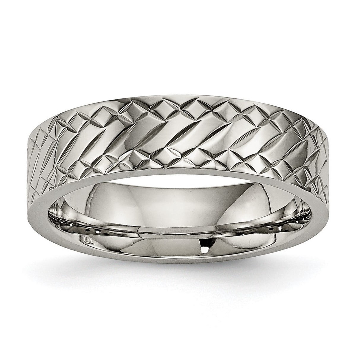 6mm Titanium Polished Textured Ring Size 9.5 - Jewelry Gift for Mom ...