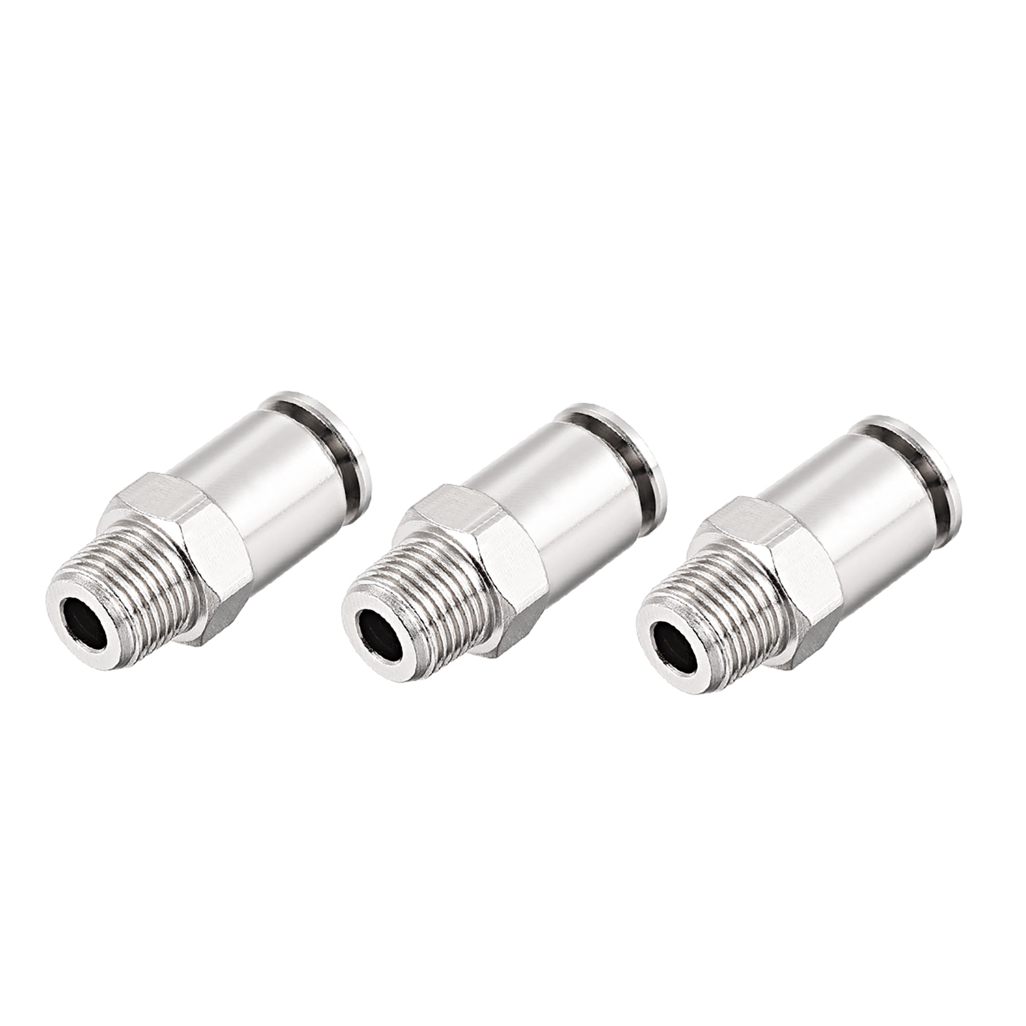 6mm Tube to 1/8NPT Push Lock Fittings,Brass Nickel Plated Extended Air ...