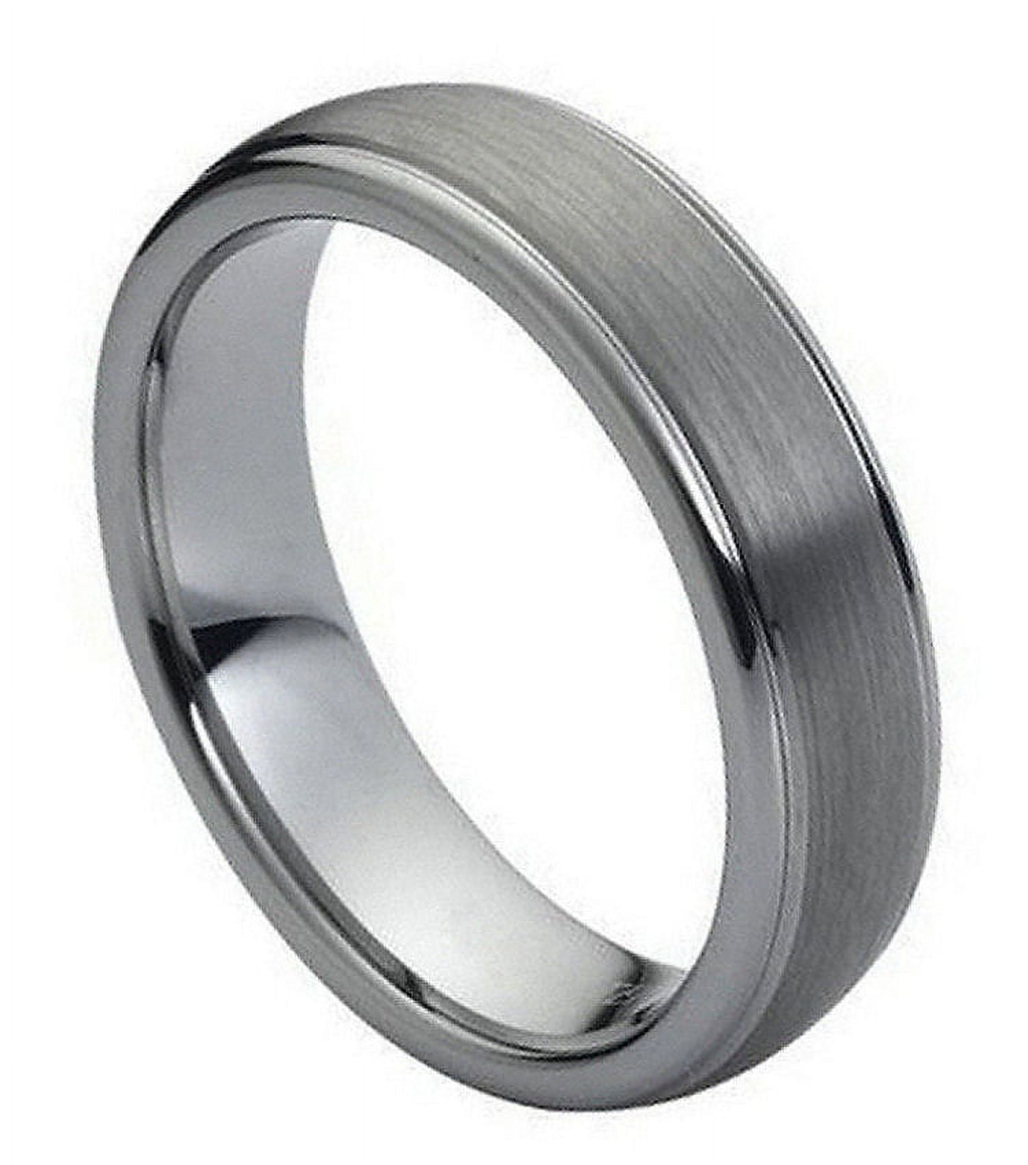 6mm Tungsten Carbide Brushed Center Stepped Edge Wedding Band Ring For ...