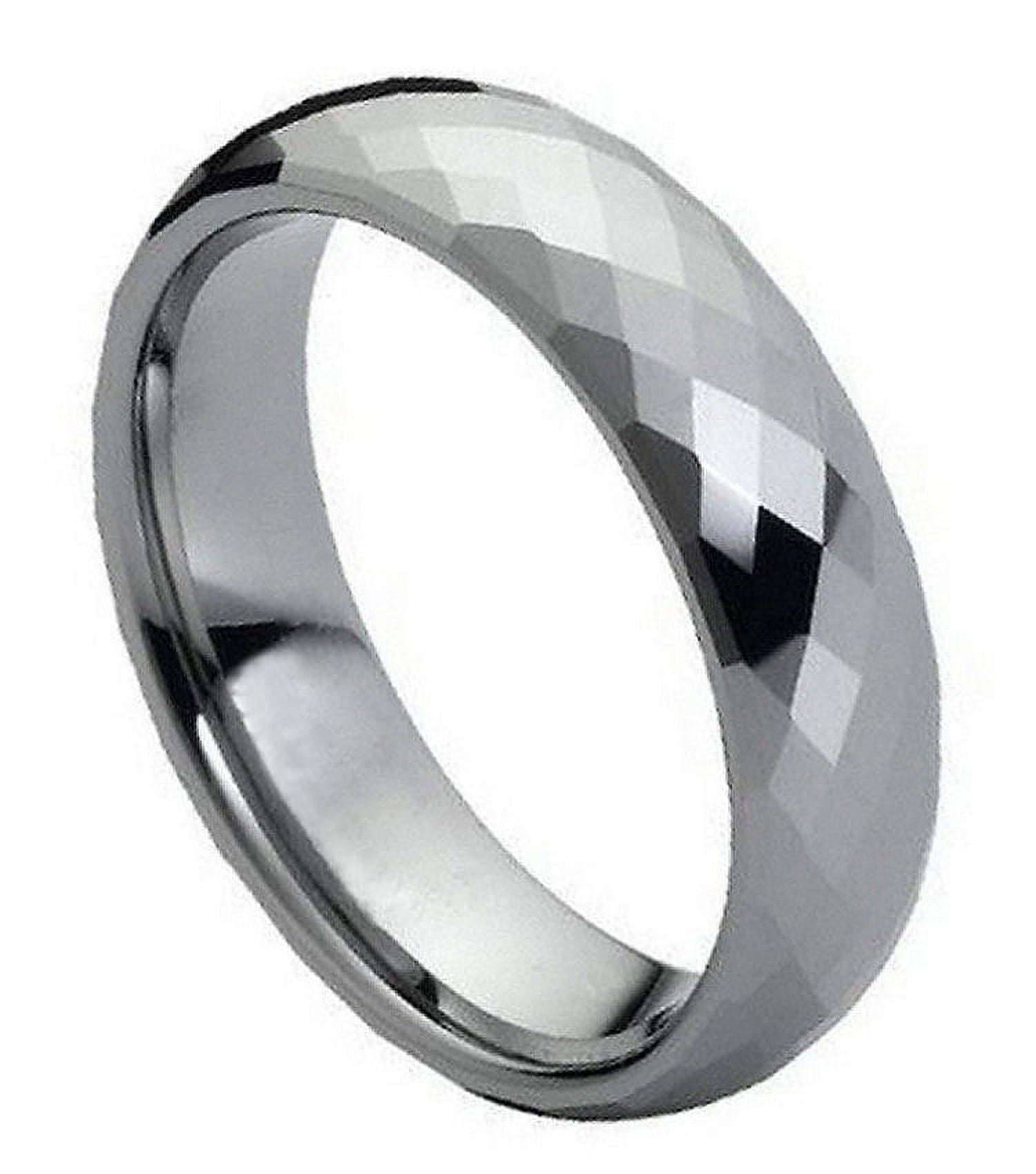6mm Tungsten Carbide High Polish Facet cut Square Pattern Wedding Band ...