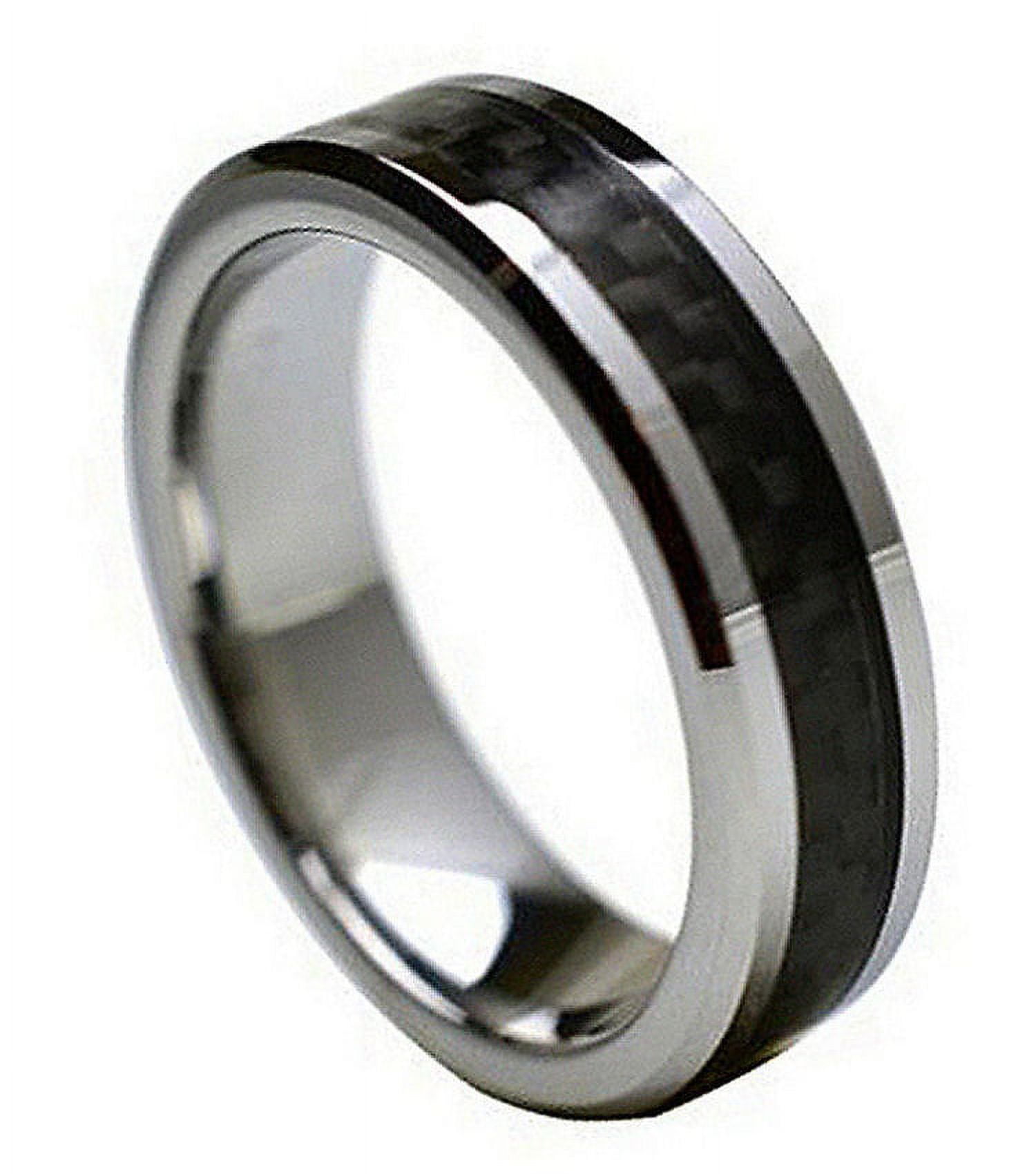 6mm Tungsten Carbide High polish with Black Carbon Fiber Inlay Wedding ...
