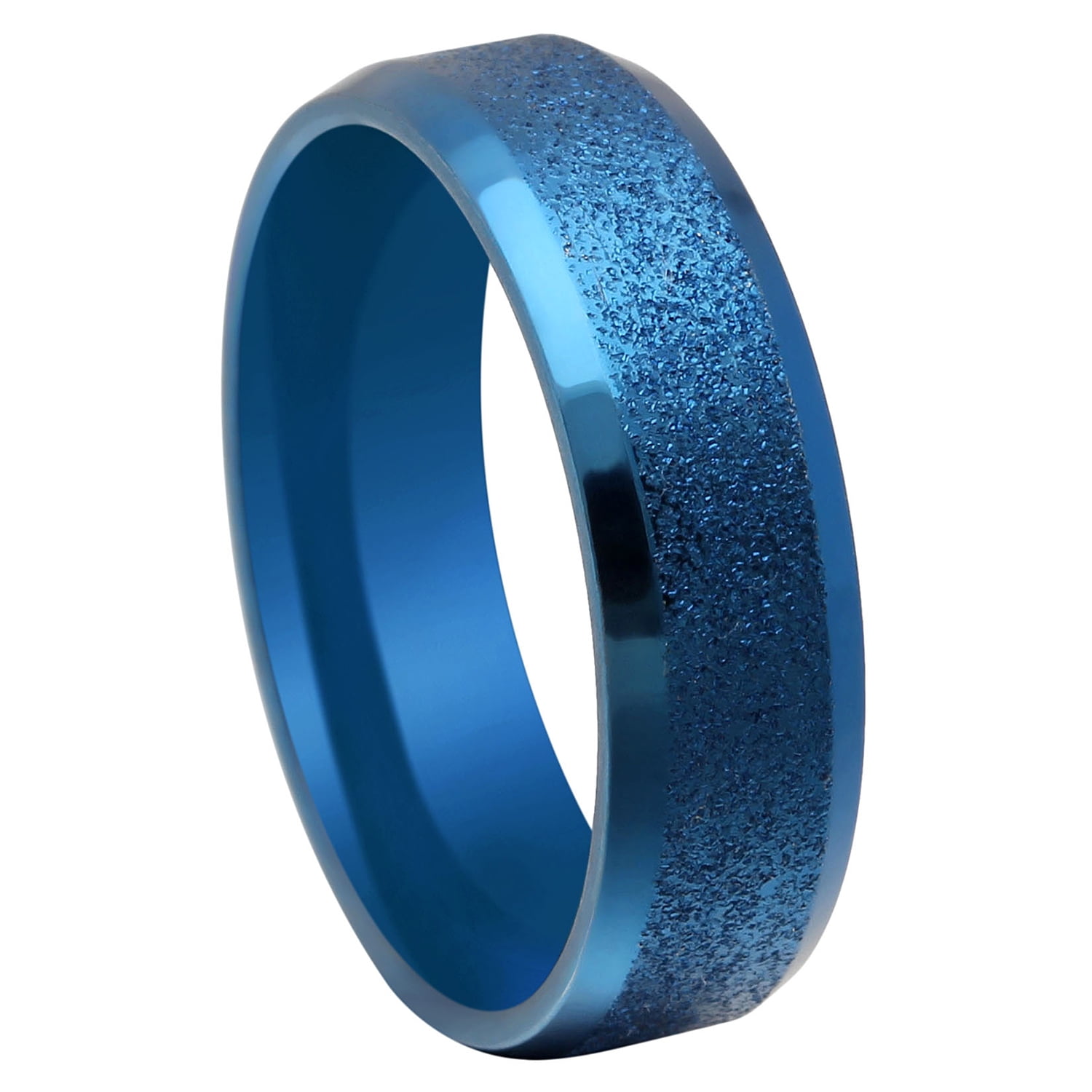 6mm Wedding Band Women Mens Blue Stainless Steel Ring by Ginger Lyne ...