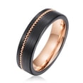 6mm Wide Black Brushed Tungsten Carbide Wedding Band Two-Tone Rose Gold ...
