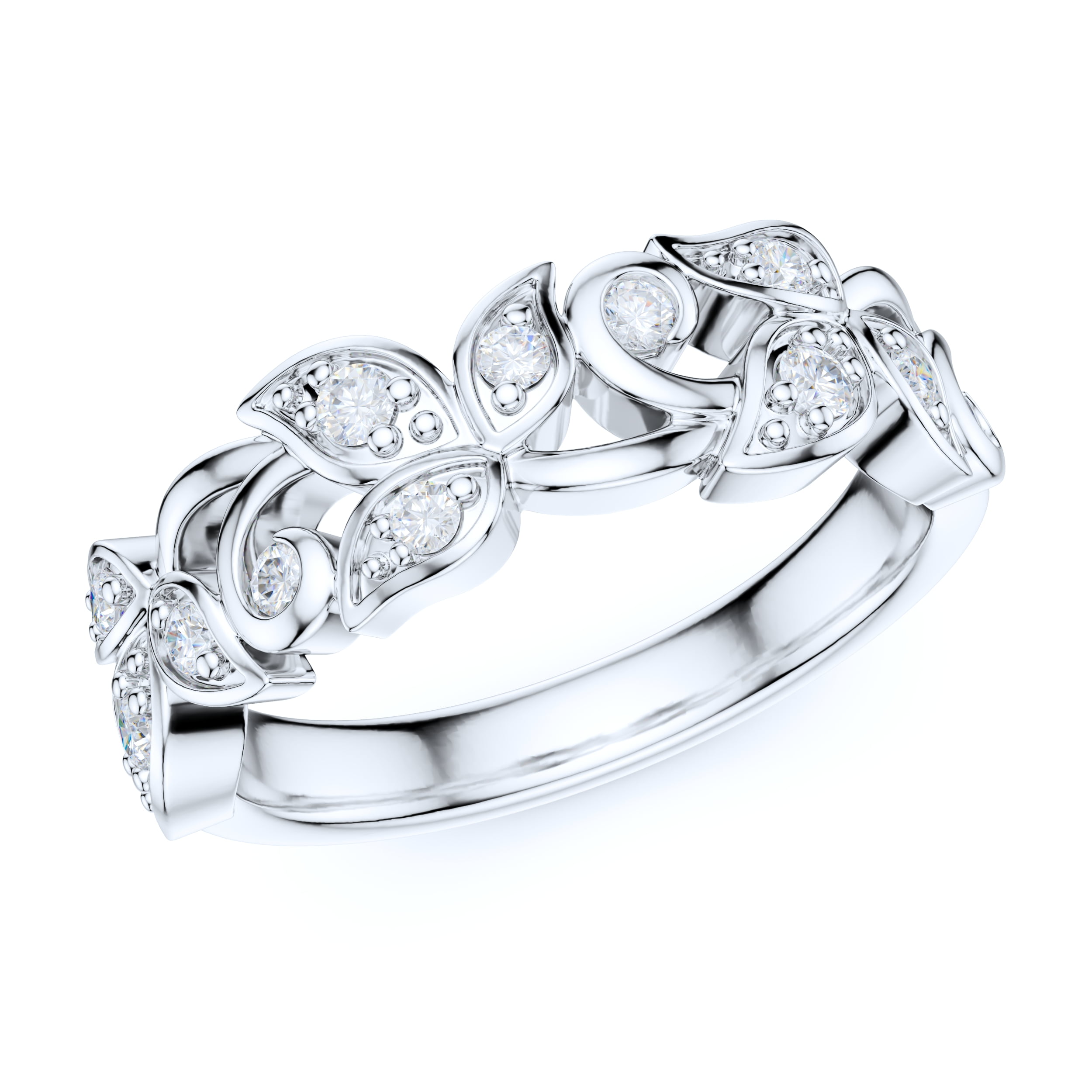 6mm Wide Sterling Silver Fligree Leaves Petals Simulated Round ...