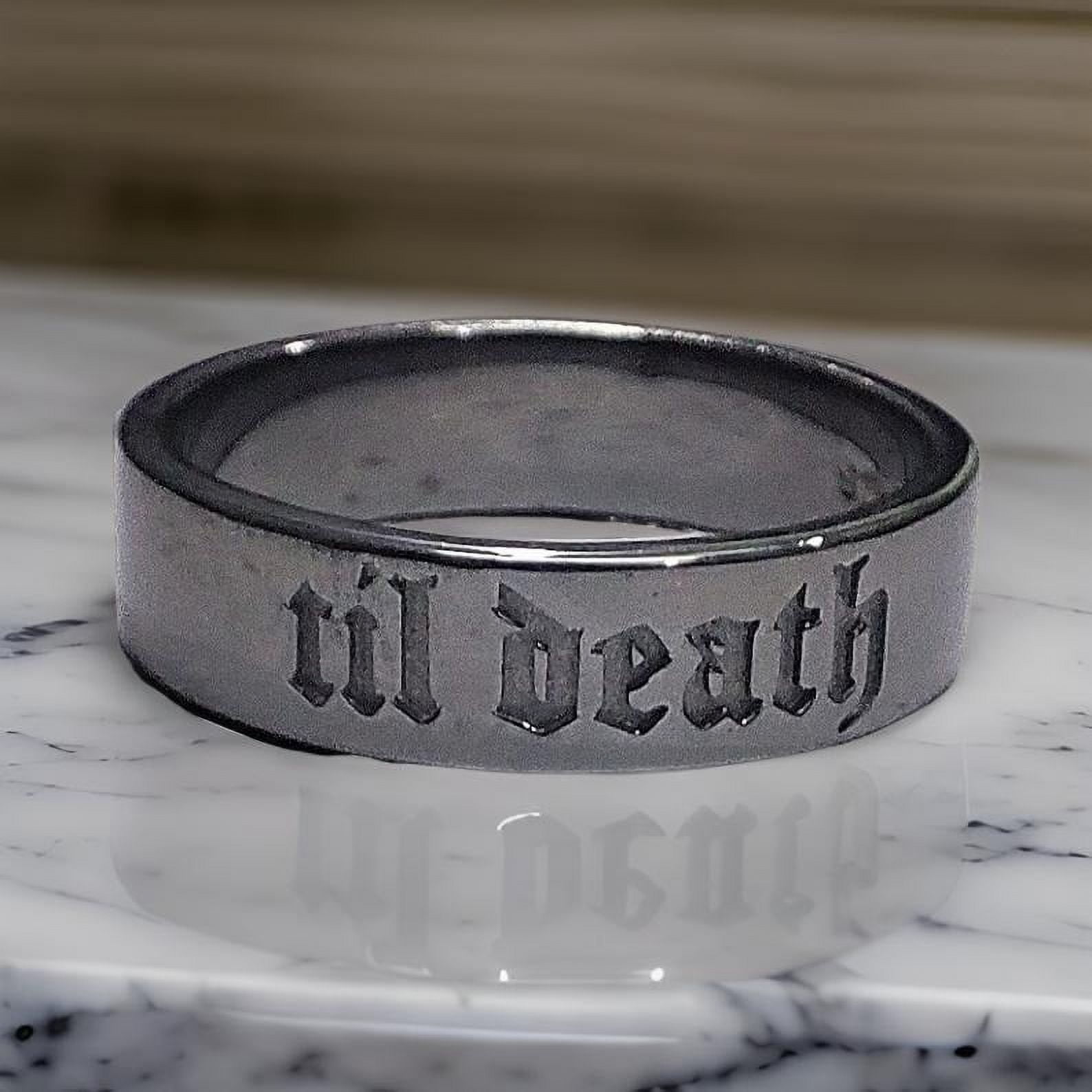 6mm Wide Til Death Black Rhodium Band Ring | Promise Ring | Anniversary ...