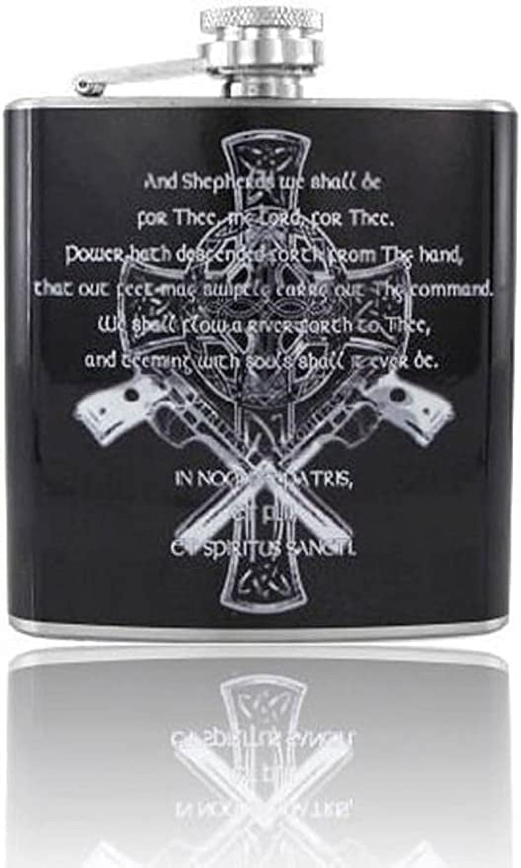 6oz Boondock Saints Prayer Vinyl Wrap Stainless Steel Flask - Walmart.com