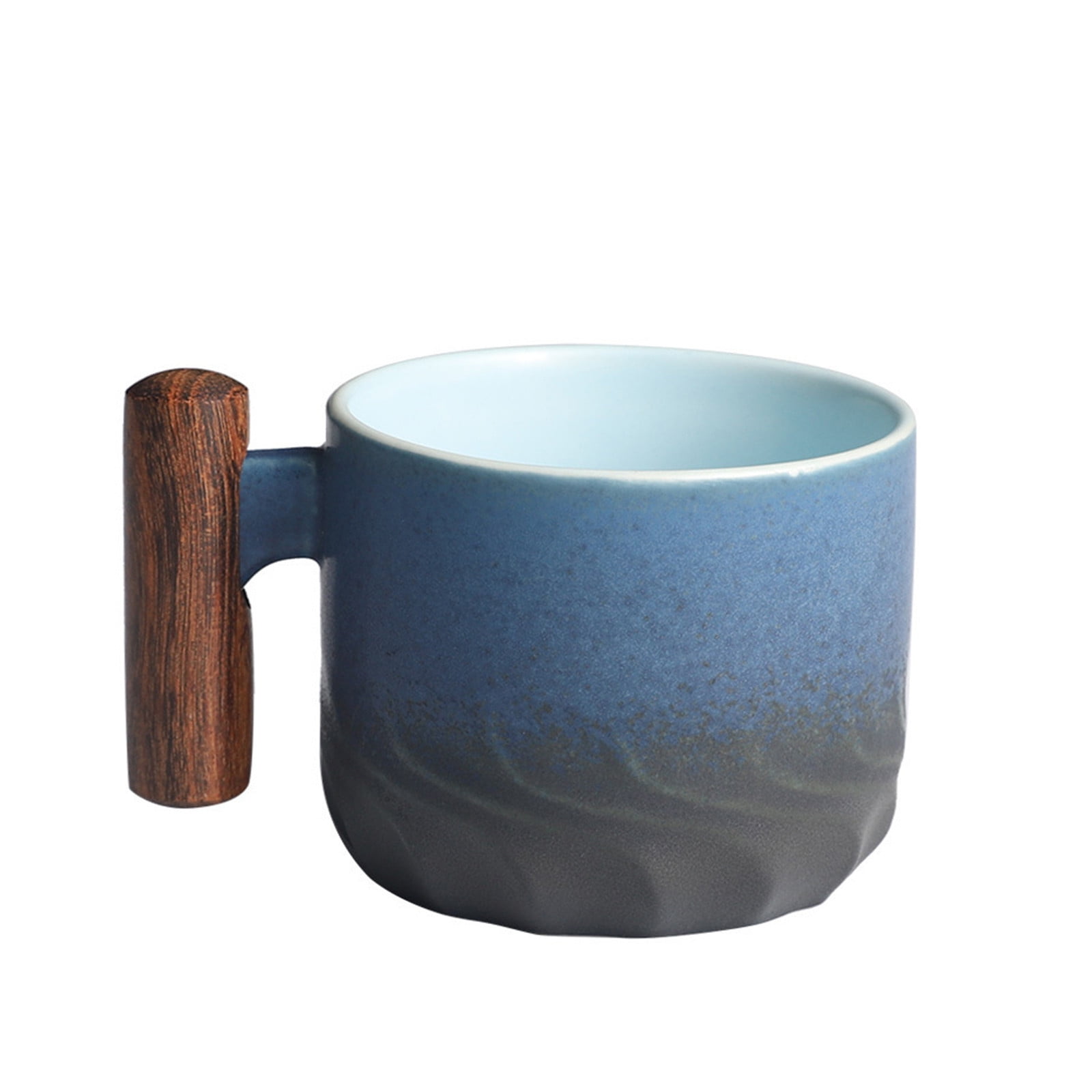 6oz Ceramic Espresso Cup and Saucer Porcelain Latte Cup Wooden Handle ...