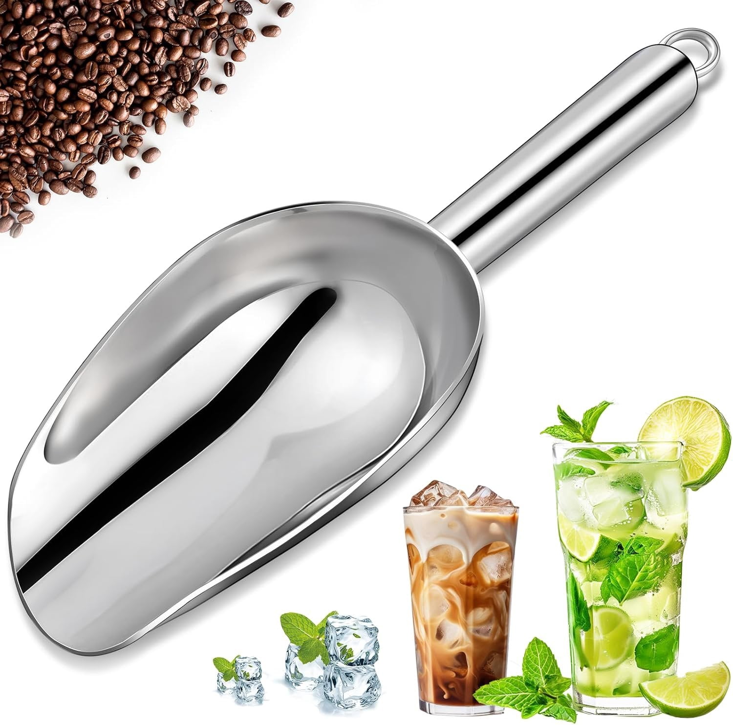 6oz Ice Scoop for Freezer - Multipurpose Metal Ice Scoop for Ice ...