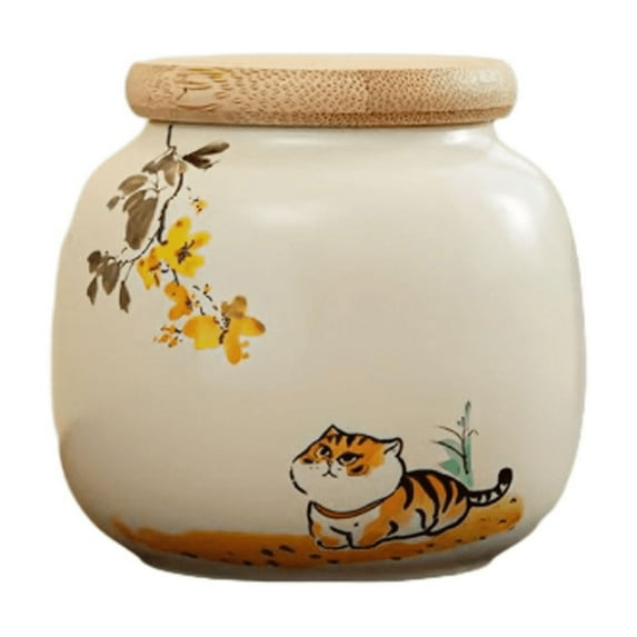6oz Small Ceramic Tea Canister with Airtight Lid - Adorable Animal ...