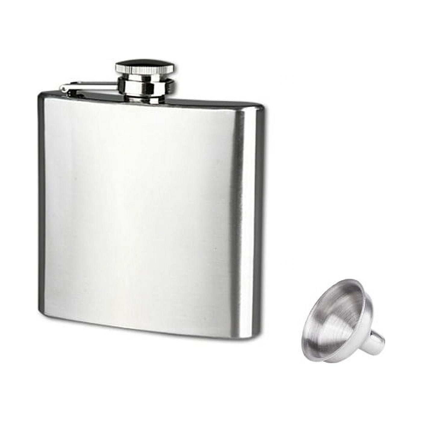 6oz Stainless Steel Pocket Flask Liquor Screw Cap Large Metal Funnel ...