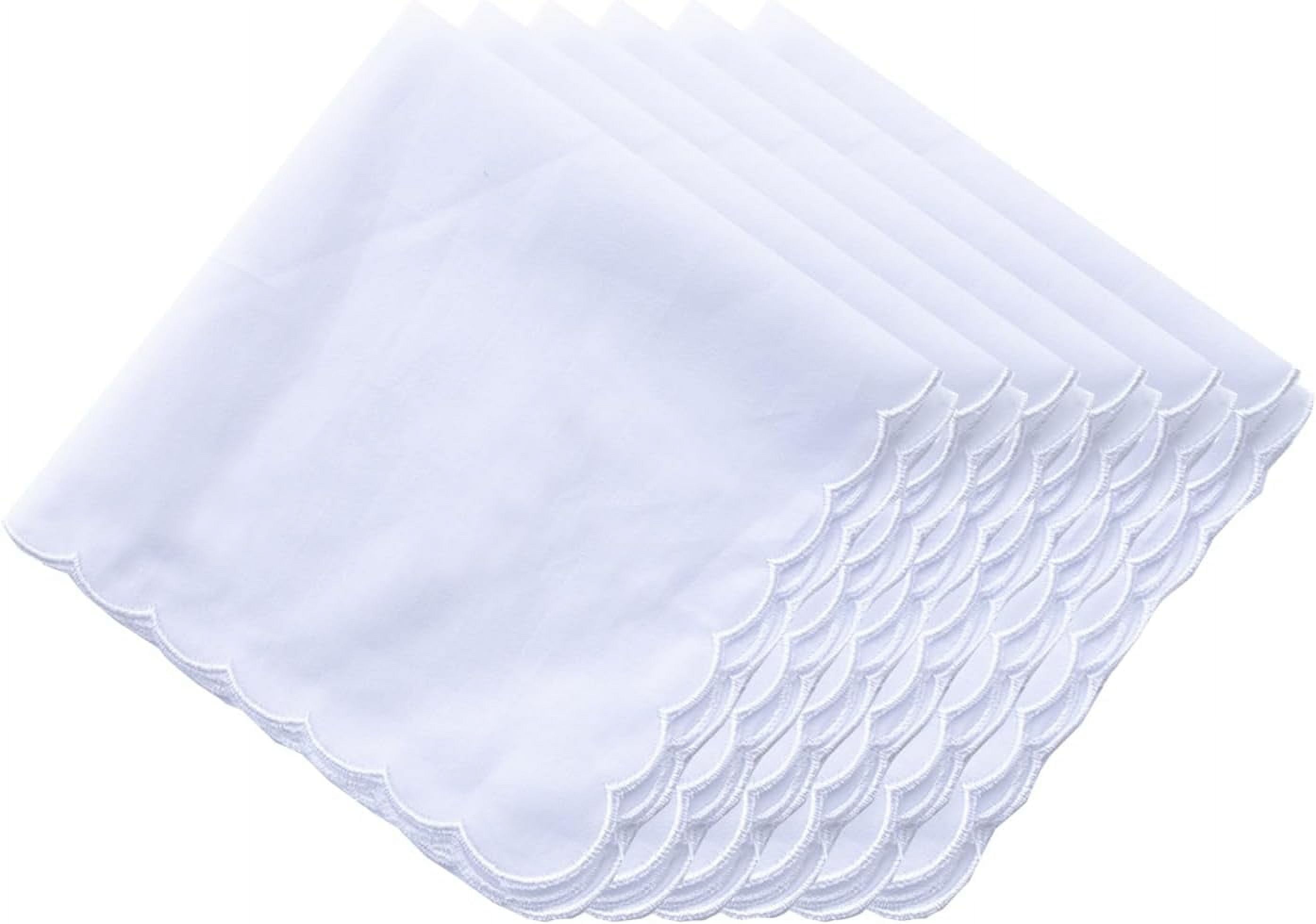 6pack -Bulk Pack Handkerchiefs Cotton Scalloped Hankies Pocket Square ...