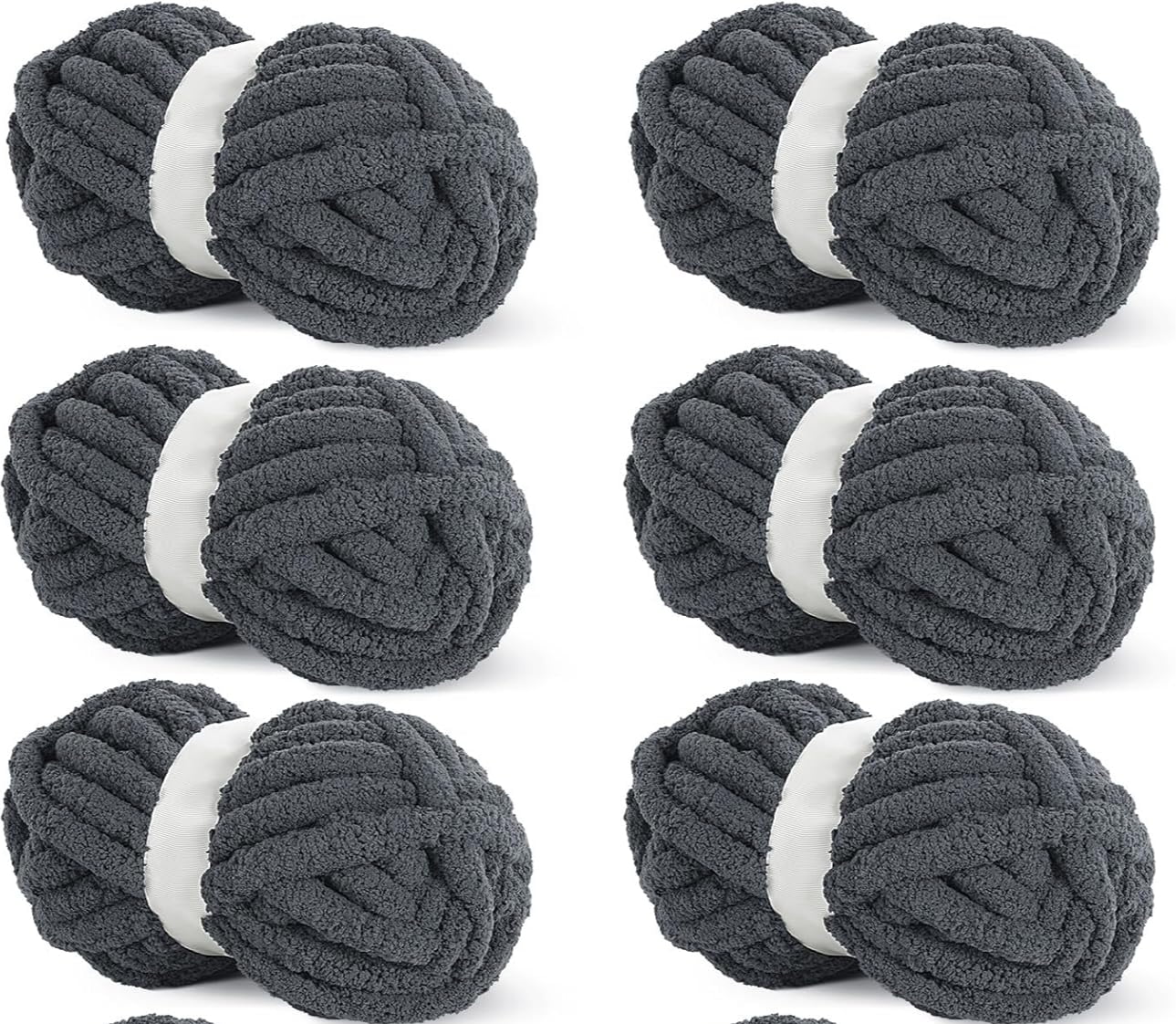 6pack Chunky Chenille Yarn for Blanket, Super Bulky Soft Thick Fluffy ...