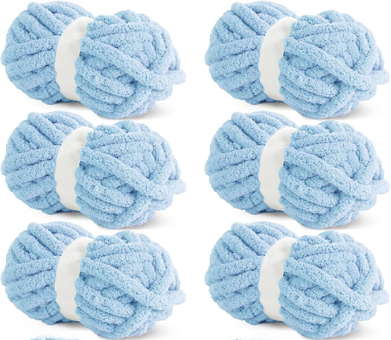 6pack Chunky Chenille Yarn for Blanket, Super Bulky Soft Thick Fluffy ...