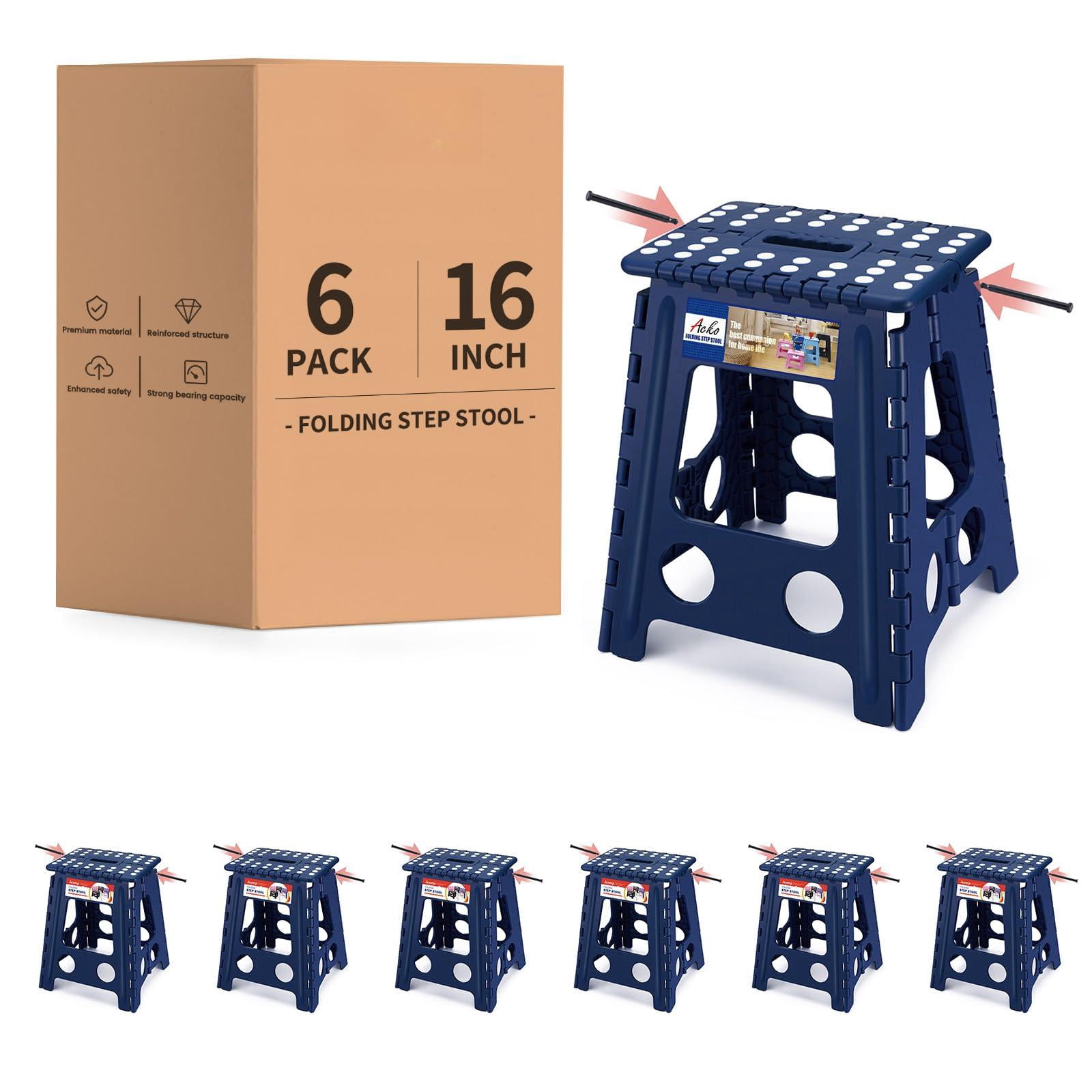 6pack Folding Step Stool 16 Inch 400 Lb Weight Capacity Plastic ...