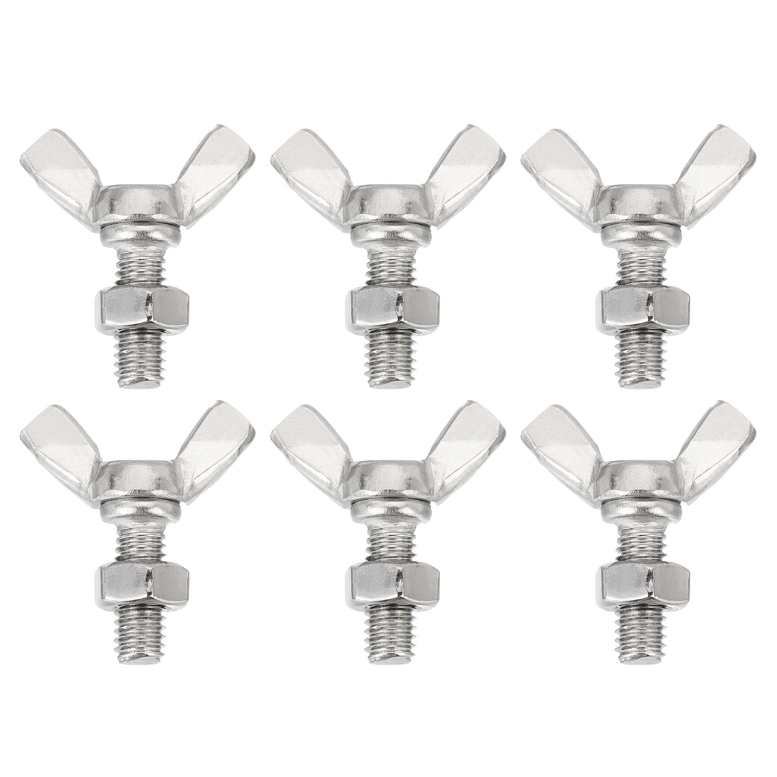 6pack M6-1x16mm Wing Butterfly Screws Bolts with 6pack Nuts, 304 ...