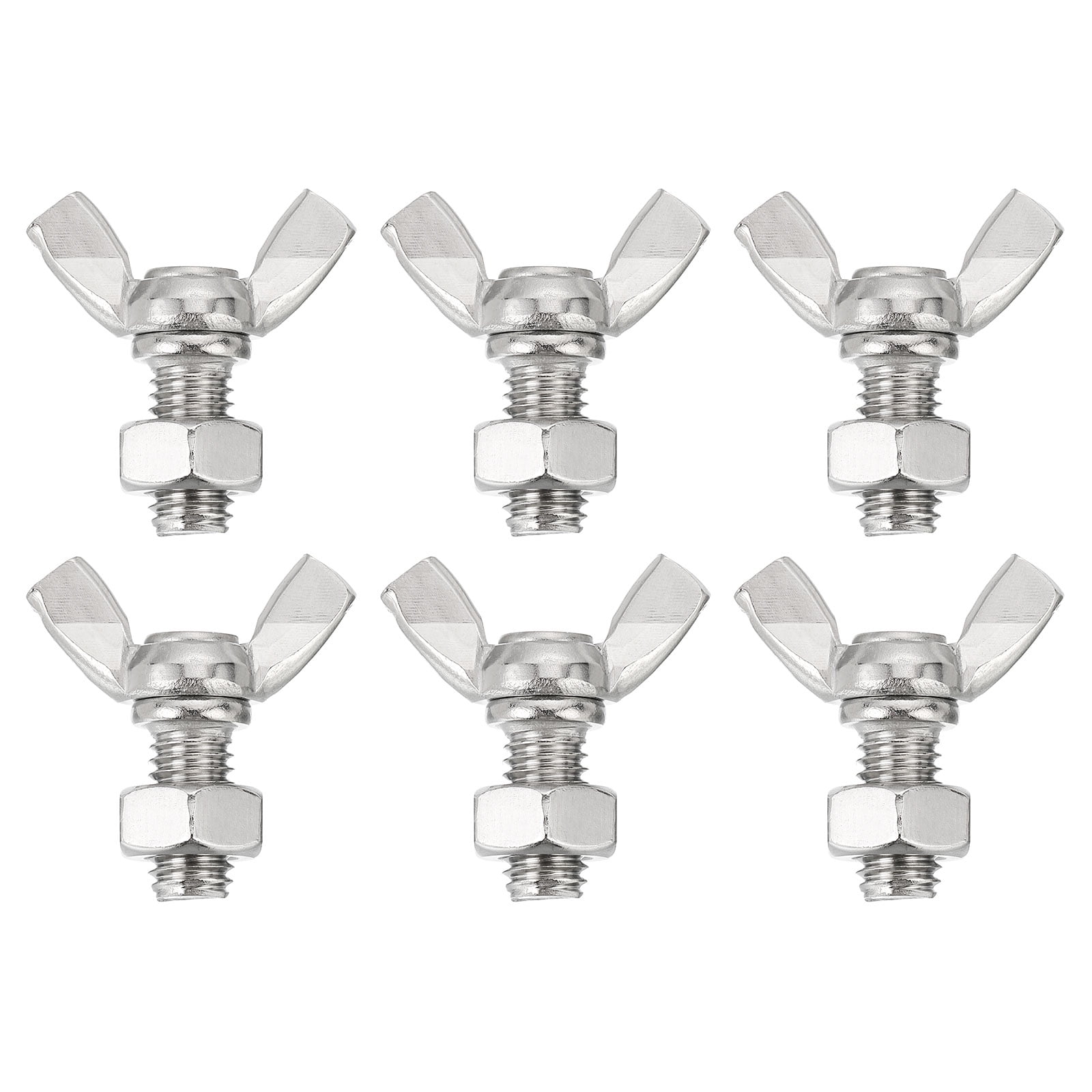 6pack M8-1.25x16mm Wing Butterfly Screws Bolts with 6pack Nuts, 304 ...