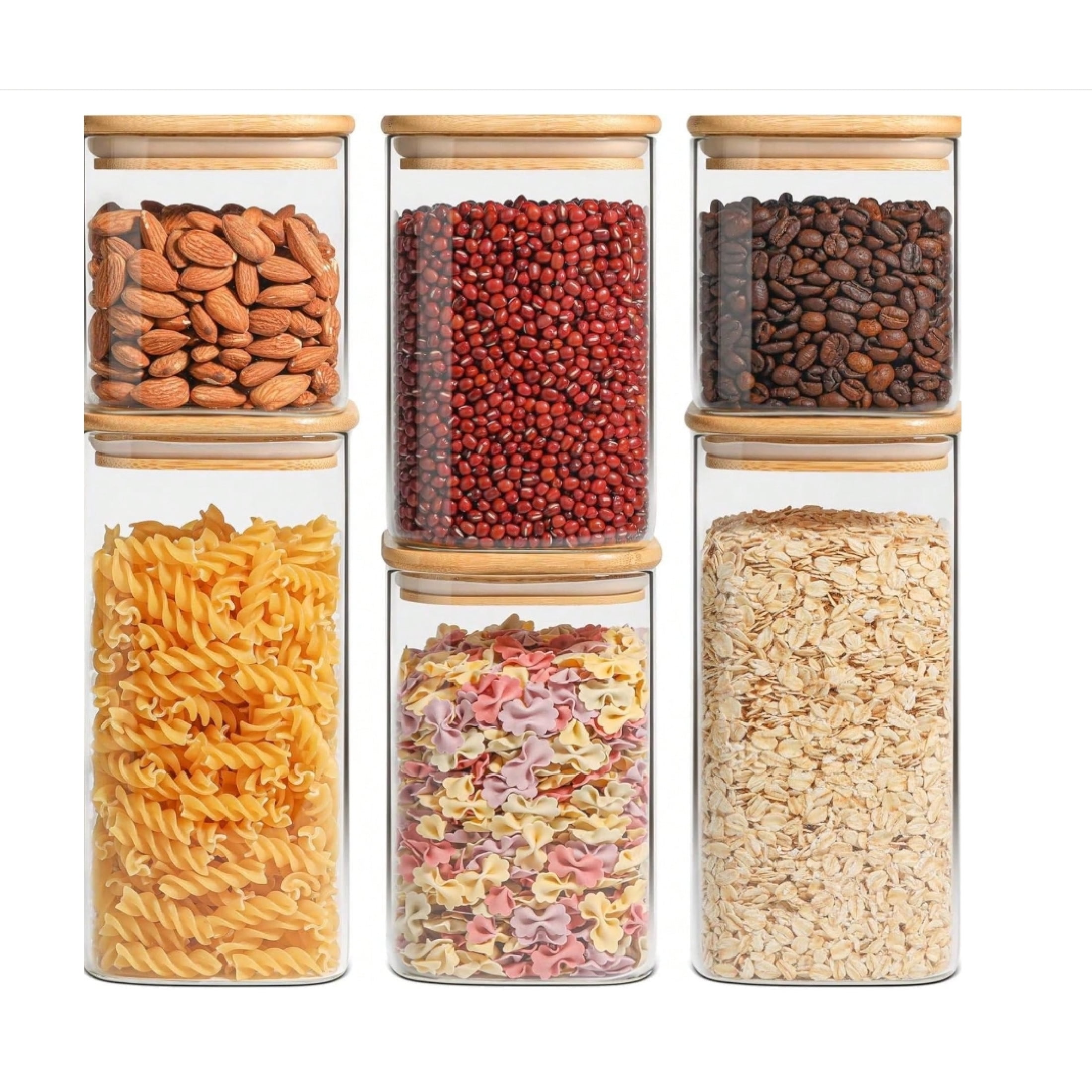 6packs Glass Storage Containers With Lids, Glass Jars With Lids, Clear ...