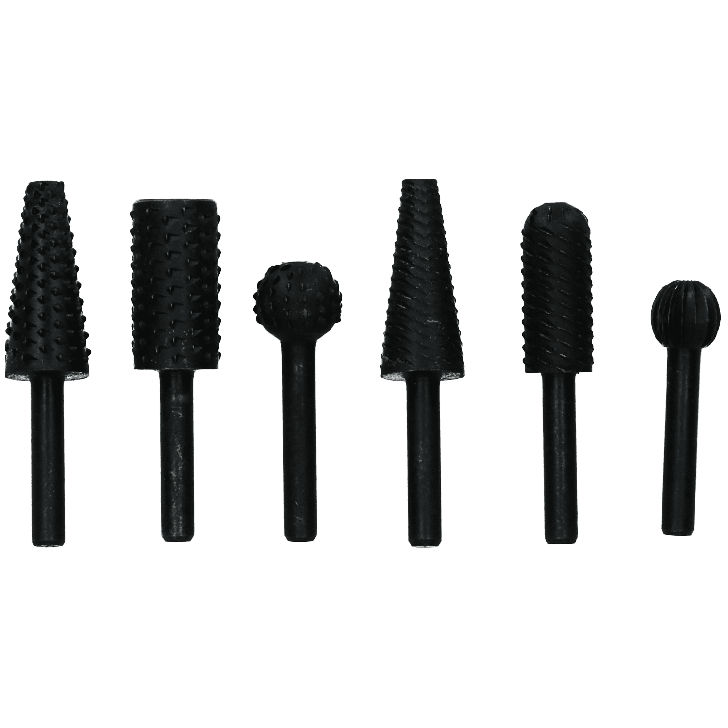 6pc 1/4" Rotary Burr Rasp File Set 6mm Shank Steel Wood Ball Cylinder ...