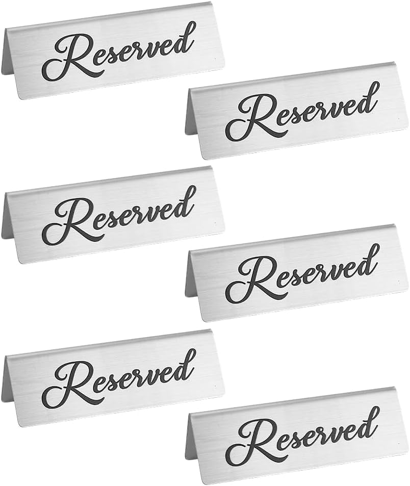 6pc 201 Stainless Steel Reserved Table Signs Tent Signs for Restaurant ...