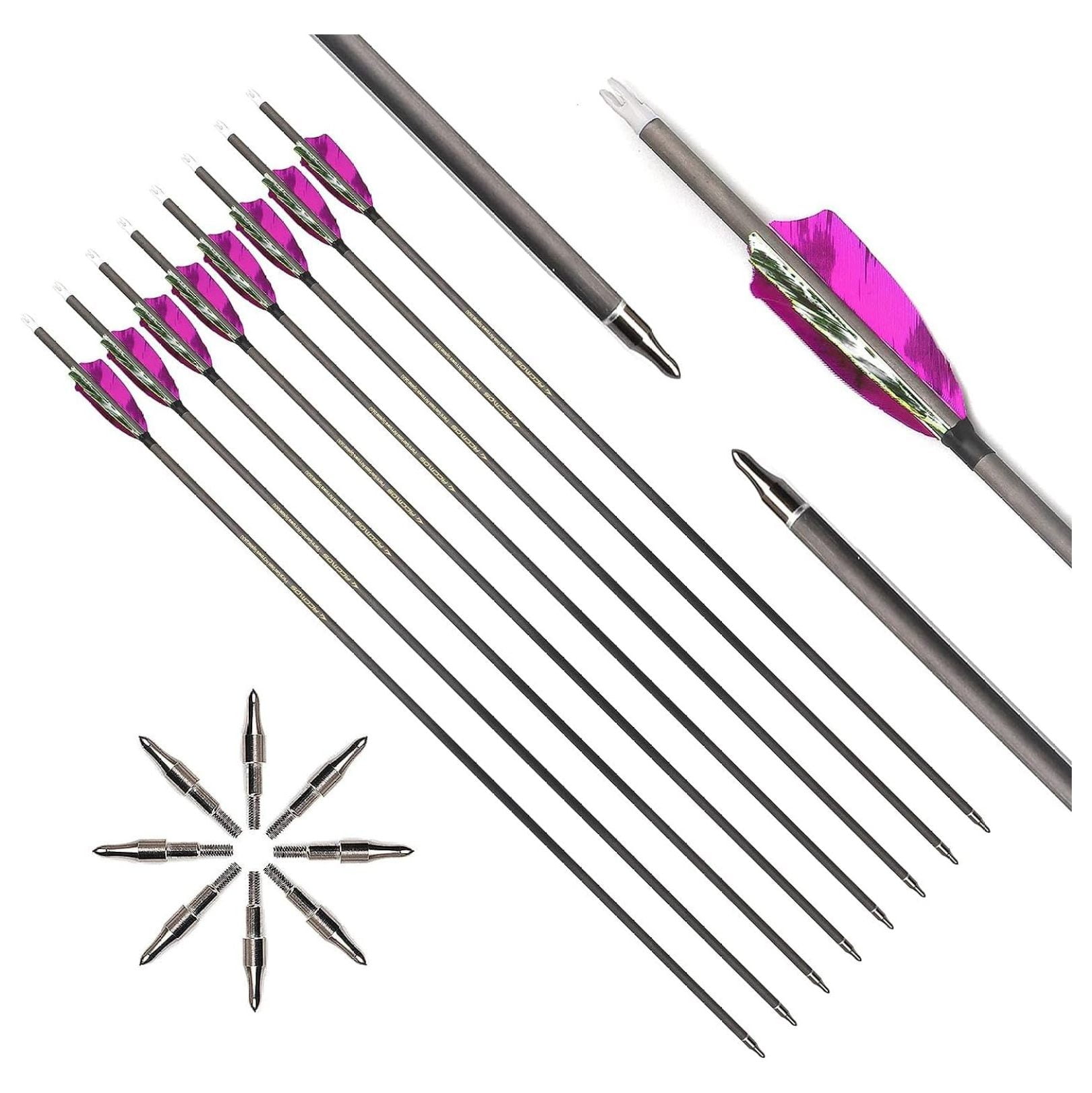 6pc 28-Inch 500-Spine Arrow Removable Tips Targeting Hunting Arrow ...
