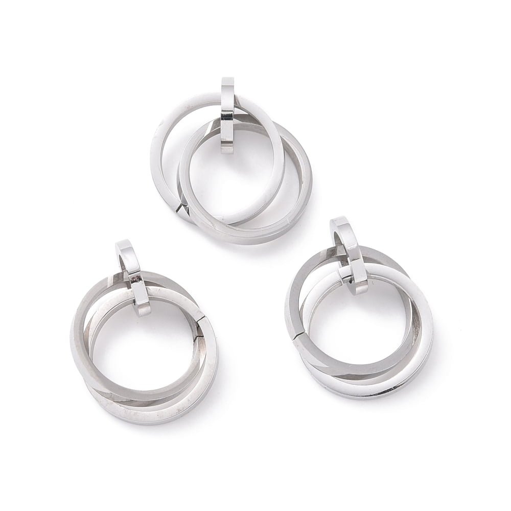 6pc 304 Stainless Steel Interlocking Ring Pendants Mixed Color 37.5 ...