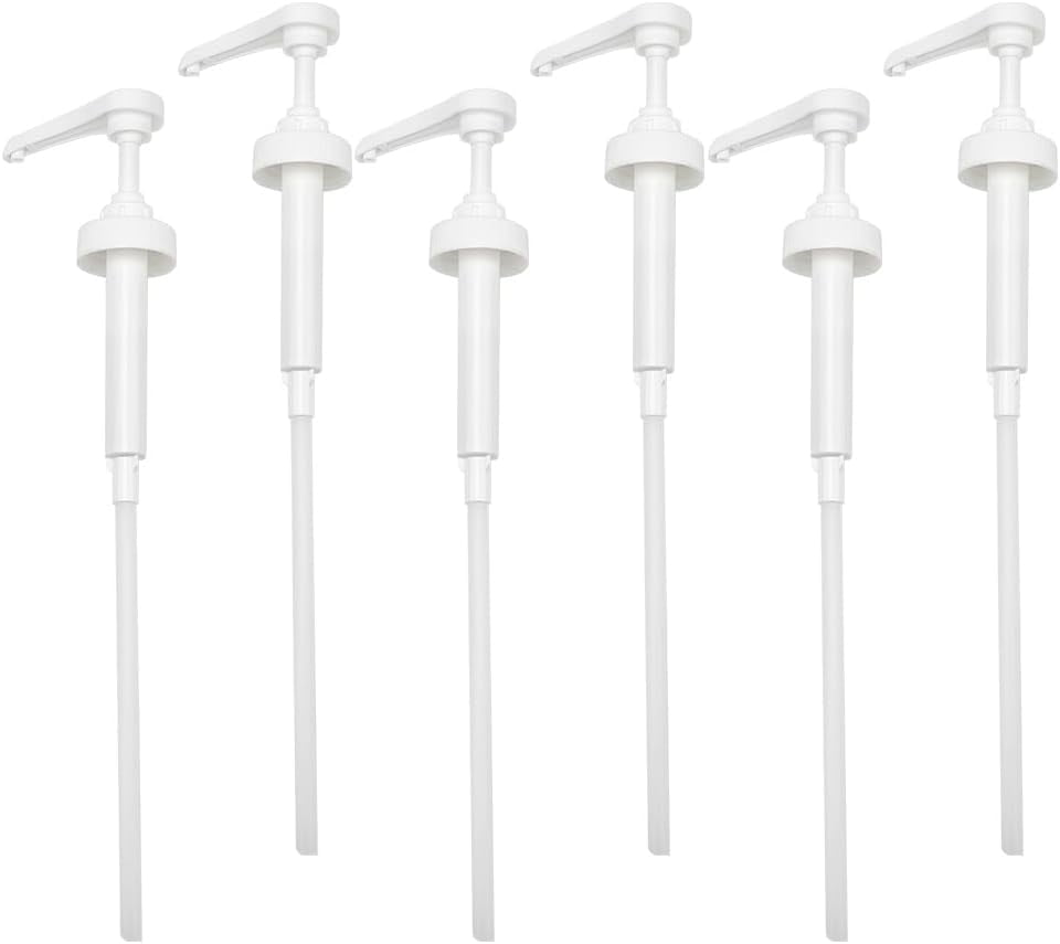 6pc 38-400 Plastic Dispensing Pump for Jam and Syrup Bottle White 32.2 ...