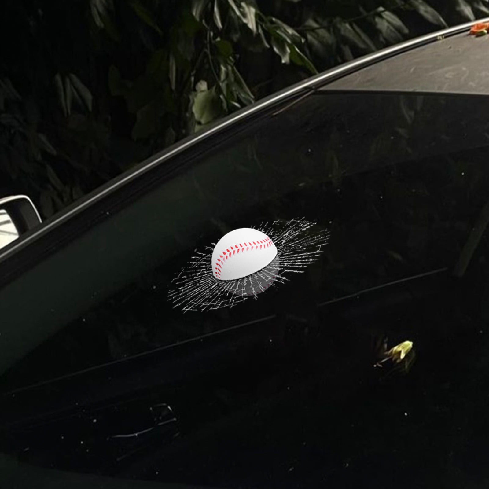 6pc 3D Prank Tricky Broken Glass Sticker Baseball Stereo Window Ball ...