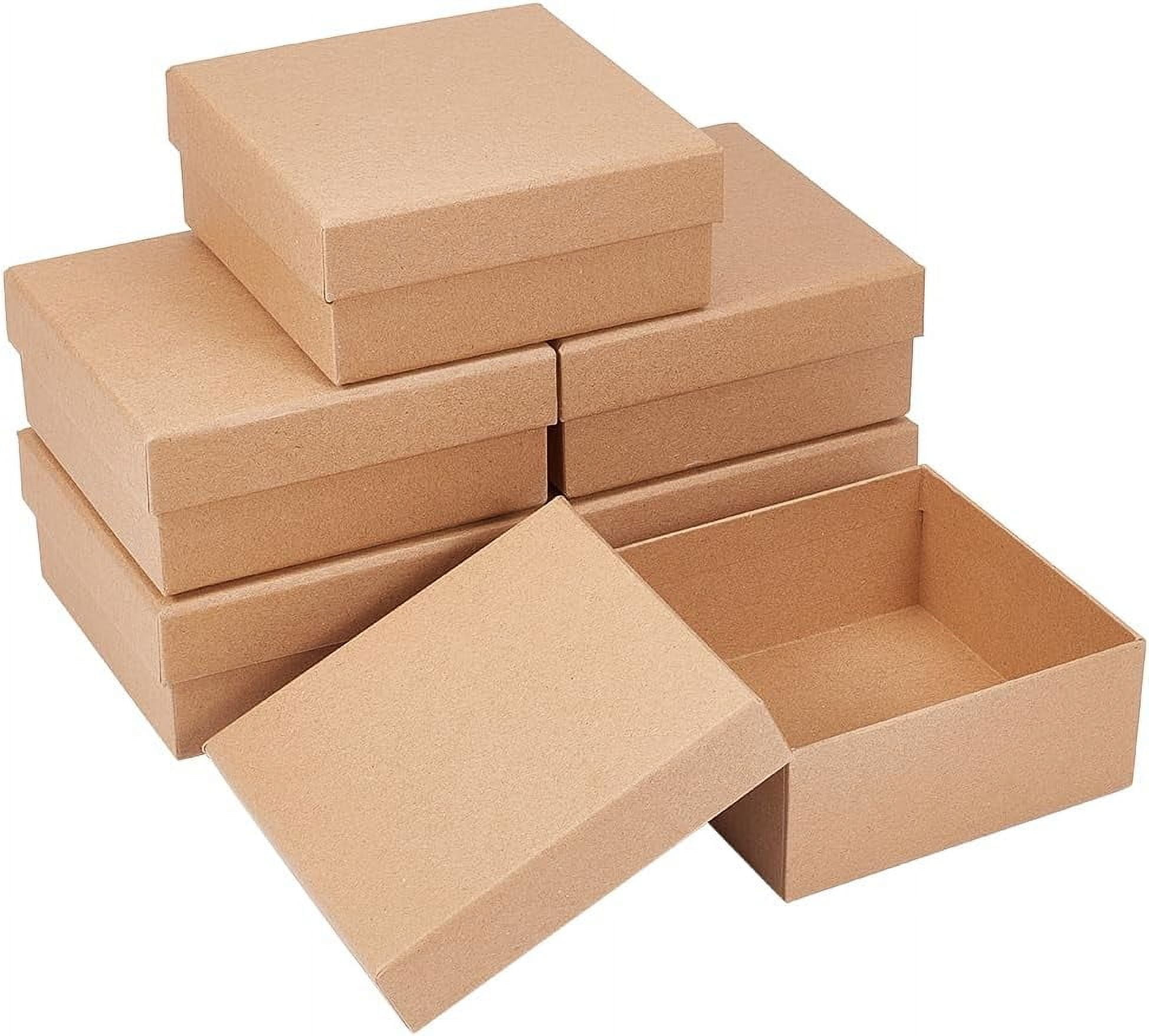 6pc 6 Pack Kraft Paper Box 5x5x2.2 Inch Jewelry Gift Boxes Cardboard ...