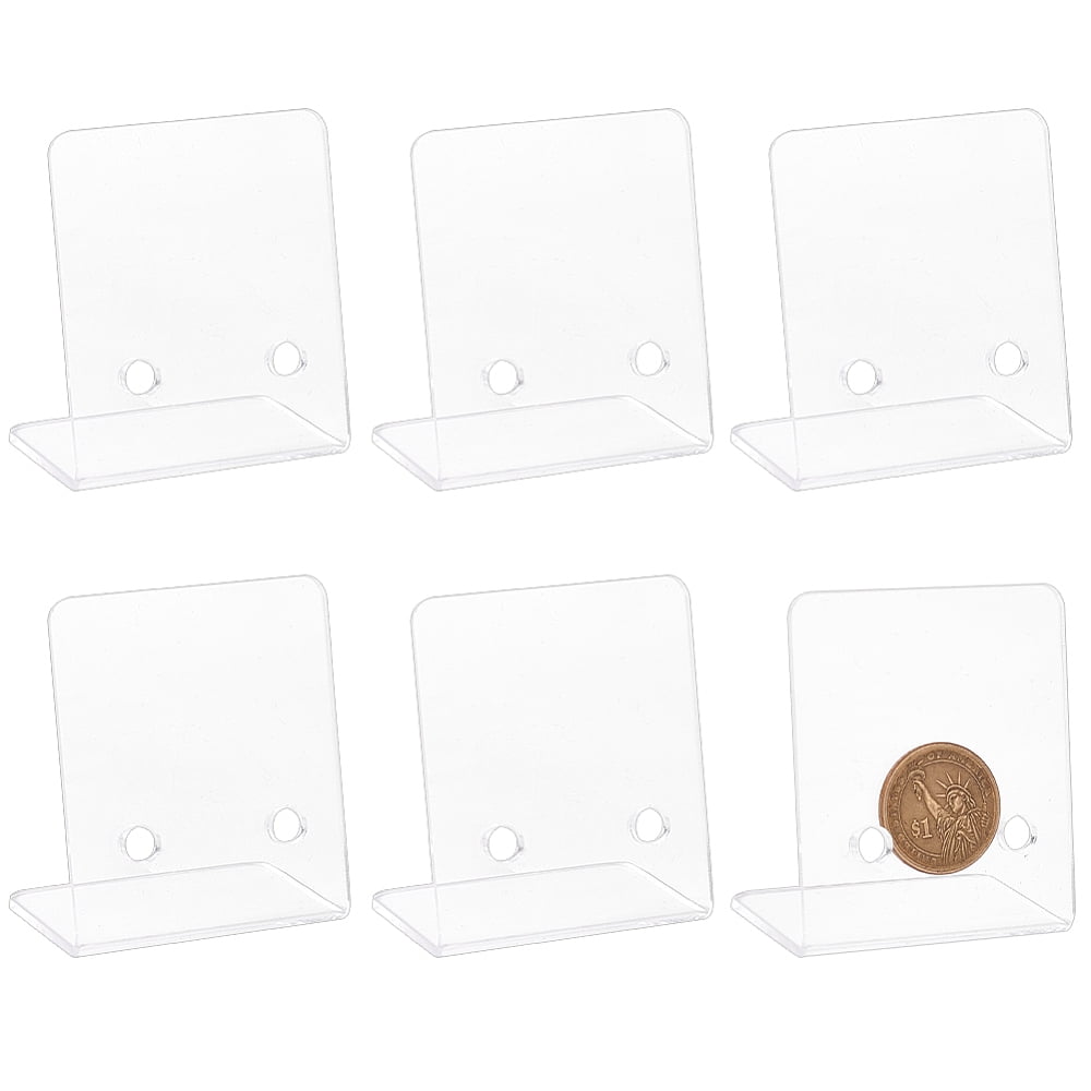 6pc Acrylic Slant Back Coin Display Stands Mini Challenge Coins Holder ...