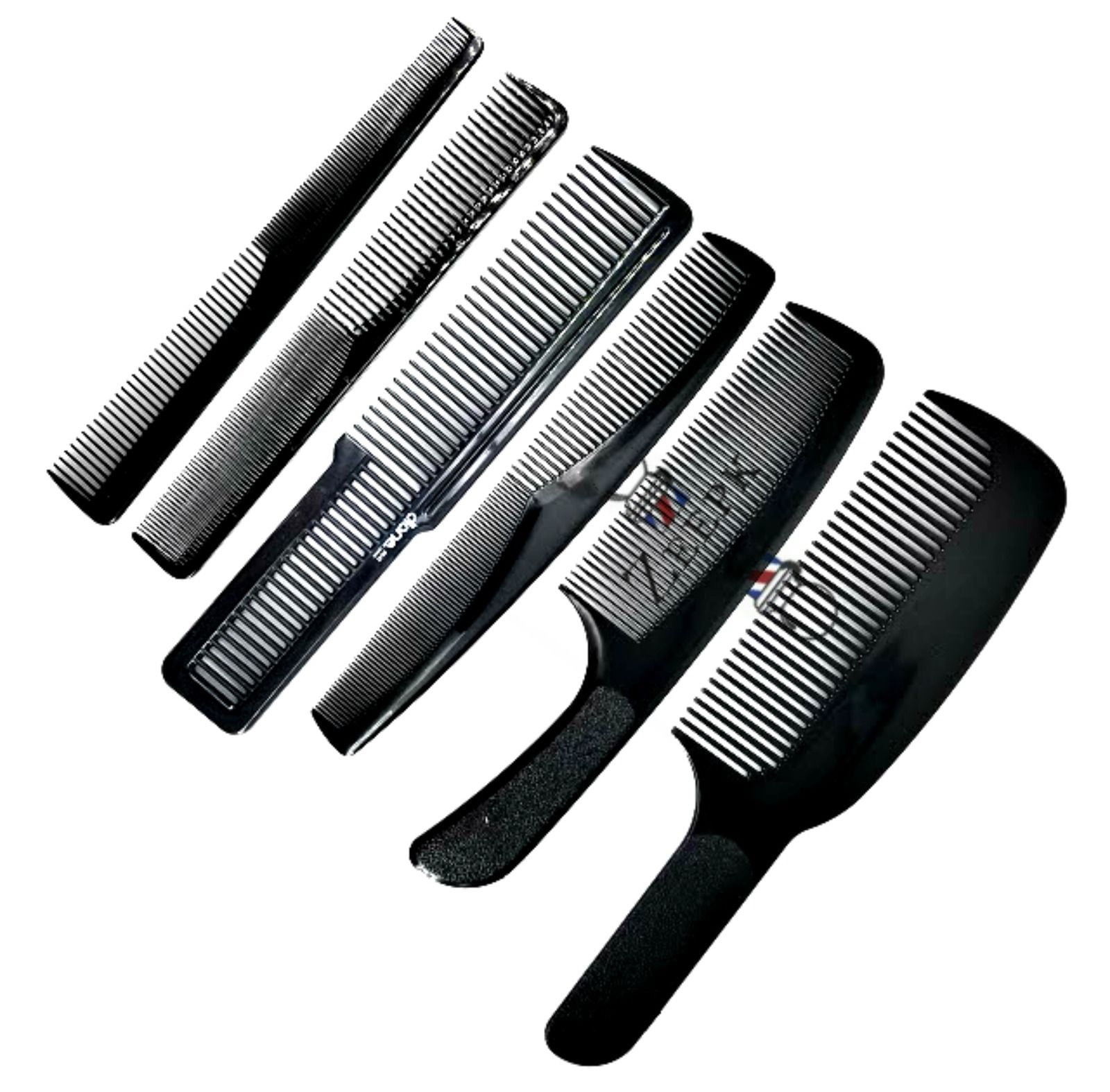 6pc Barber Combs Professional Complete Set Flat top Taper Styling Fade ...