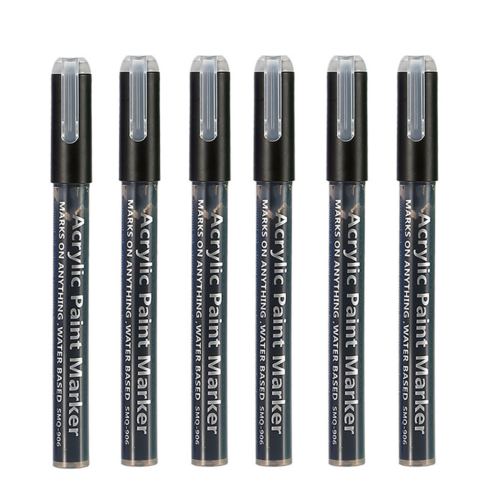6pc Black Acrylic Marker Pen Set, Water-based Paint Pen, Hand Ledger ...