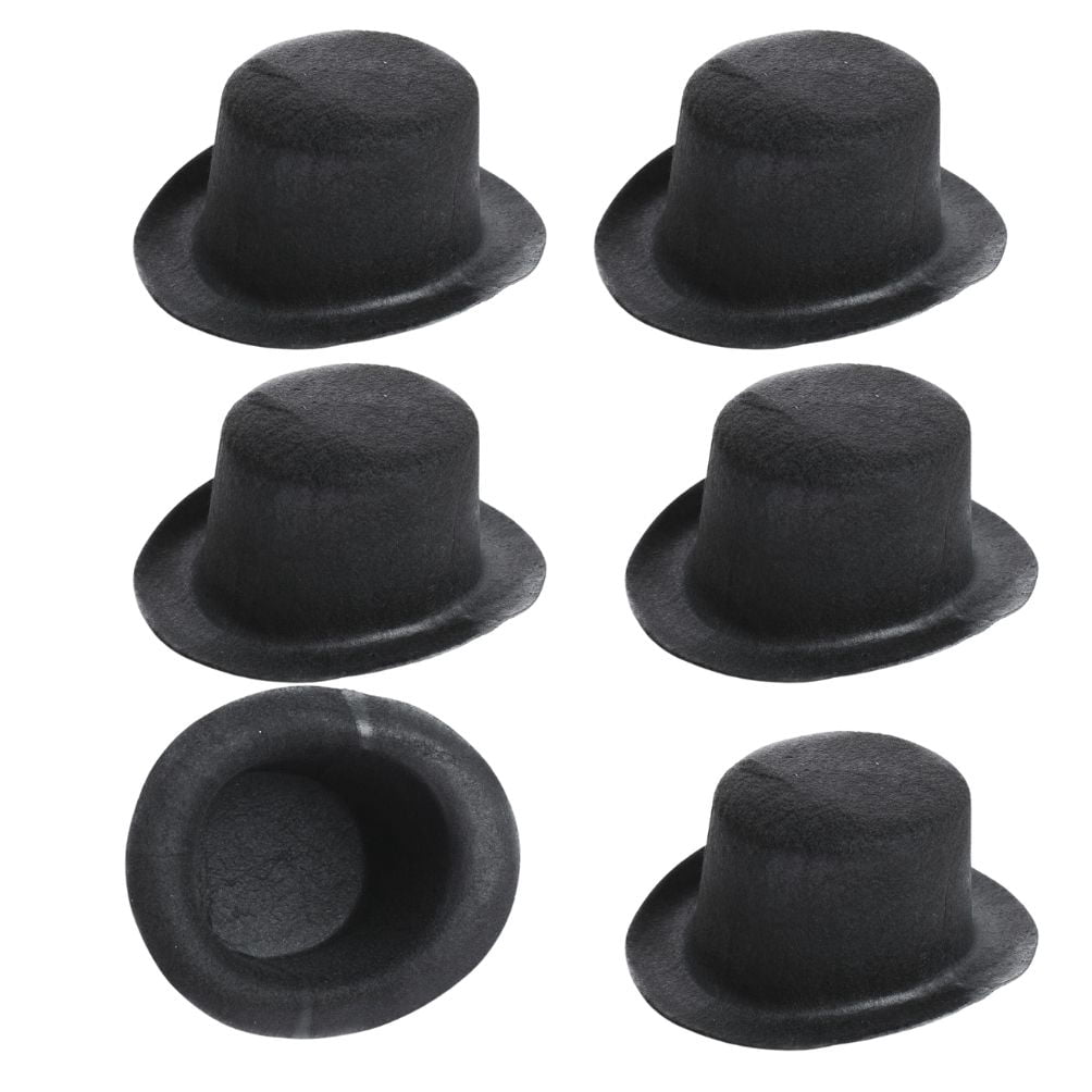 6pc Black Flocked Felt Doll Top Hats - for Dolls and Crafts - Factory ...