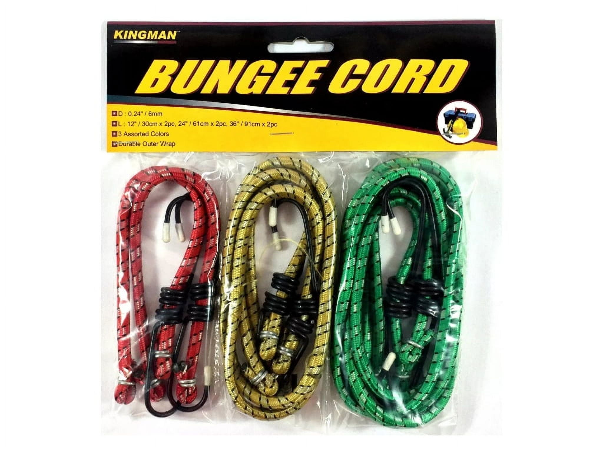 6pc Bungee Cord Tie Down Straps Bungees Cords Assortment Set 12" 24 ...