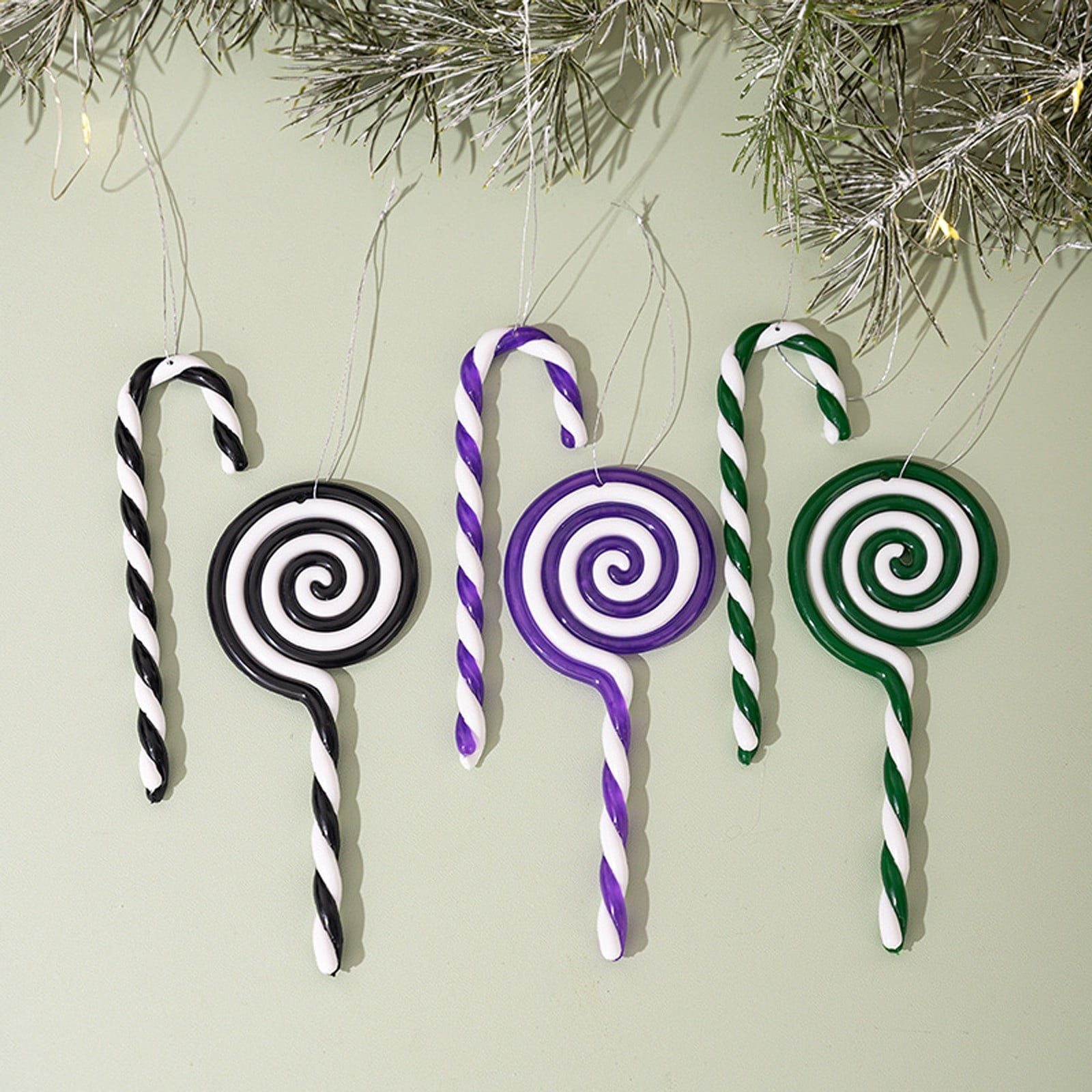 6pc Christmas Simulation Colorful Lollipop Cane Pendant Christmas Tree ...