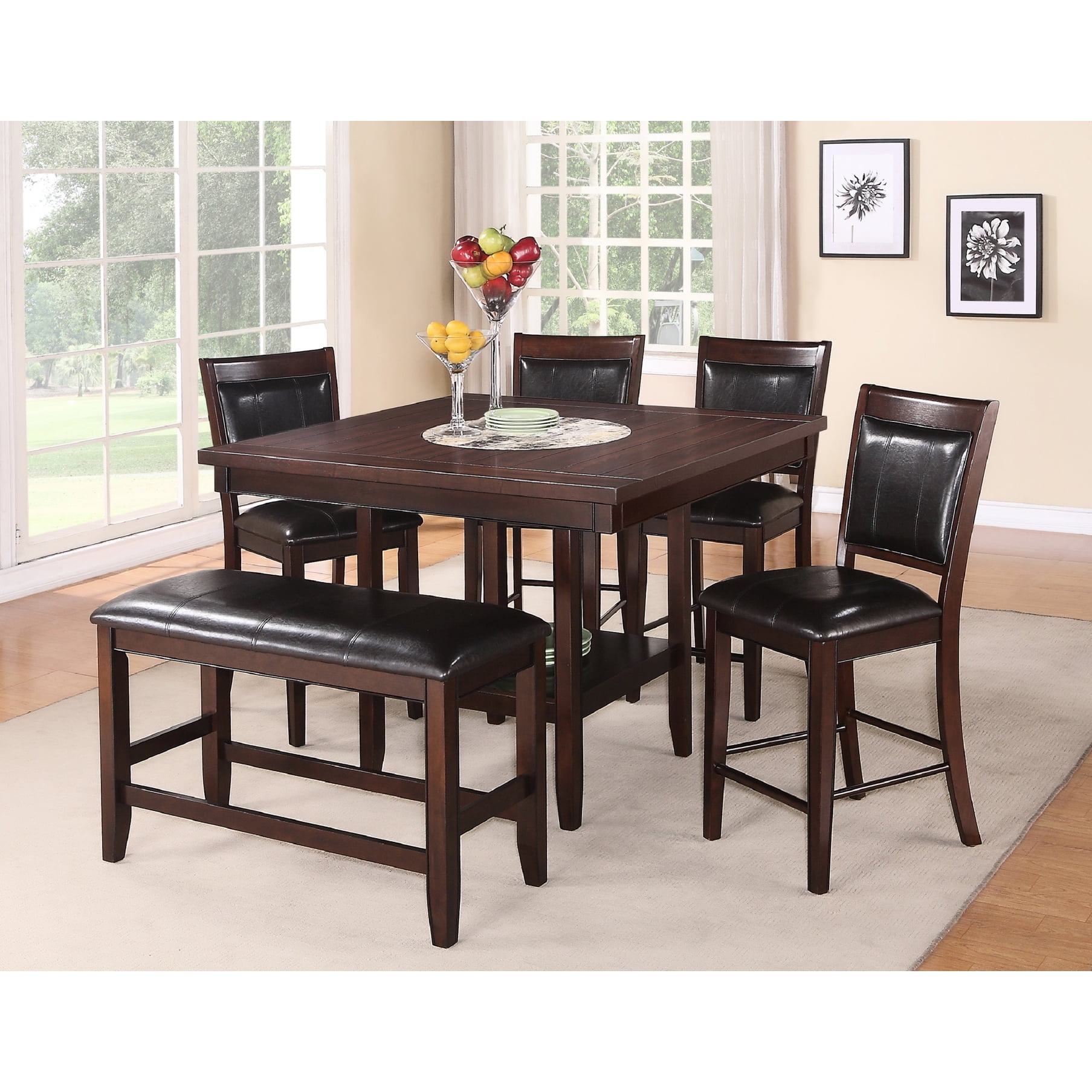 6pc Counter Height Dining , Style, Dark Brown Table, 20-inch Lazy ...