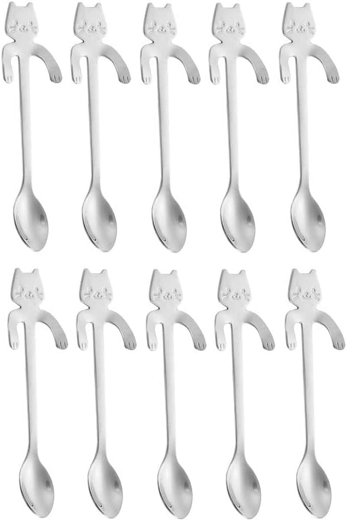 6pc, Cute Cat-Shaped Stainless Steel Coffee Spoon - Perfect for ...