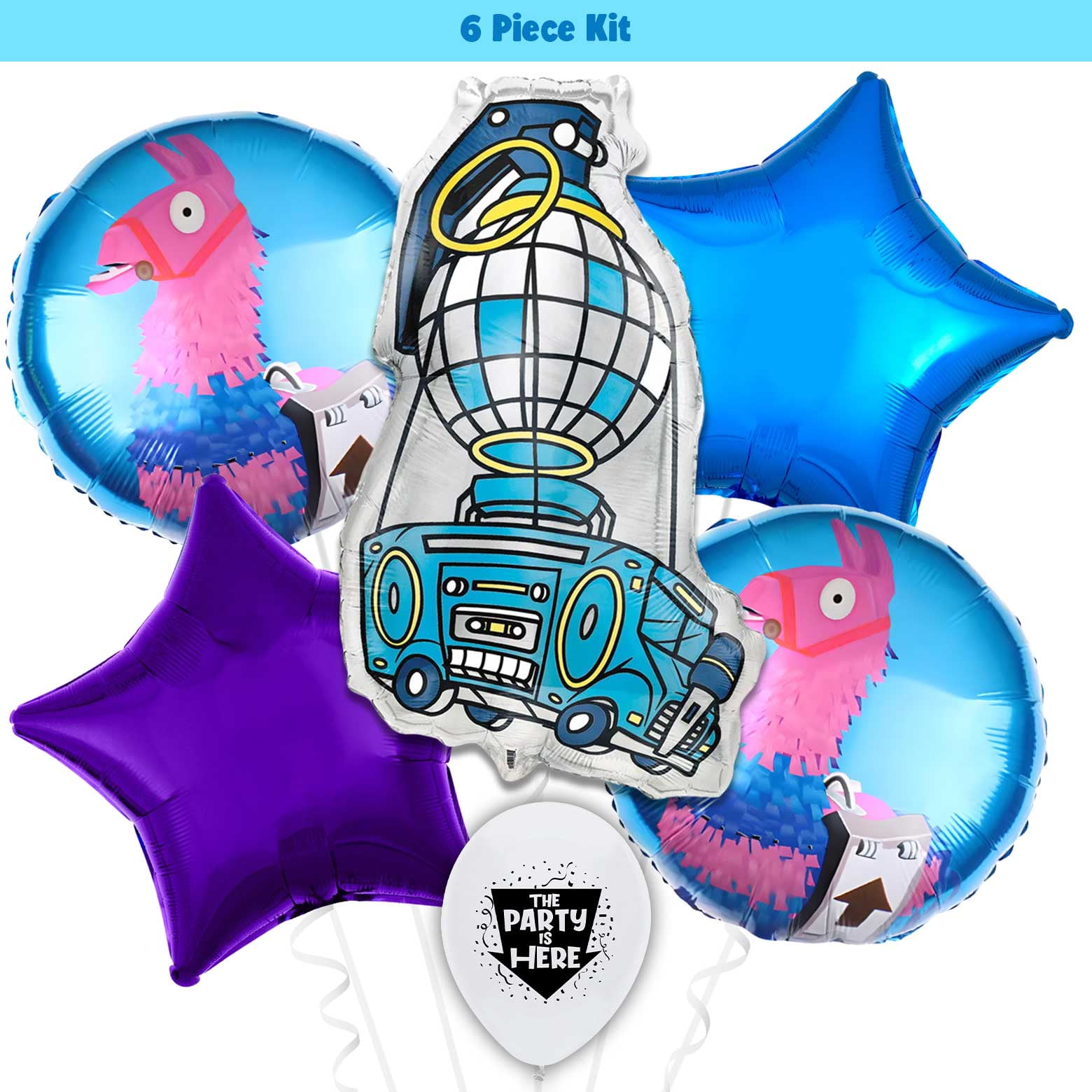 6pc Fort Game Battle Bus Balloon Kit - Kids Video Game Birthday Party ...