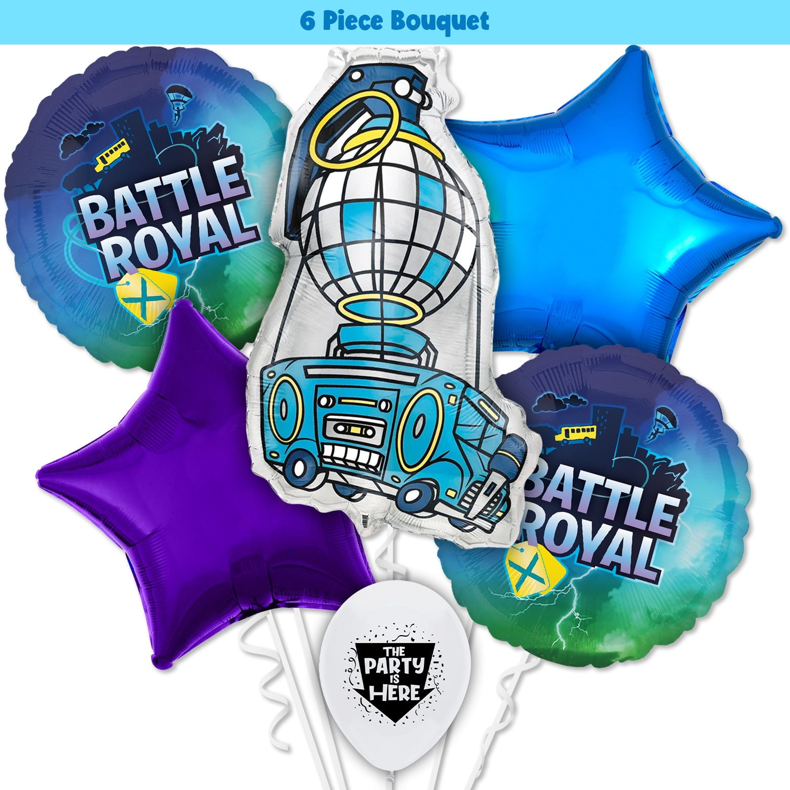 6pc Fort Game Battle Bus Balloon Kit - Kids Video Game Birthday Party ...