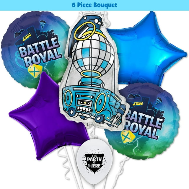6pc Fort Game Battle Bus Balloon Kit - Kids Video Game Birthday Party ...
