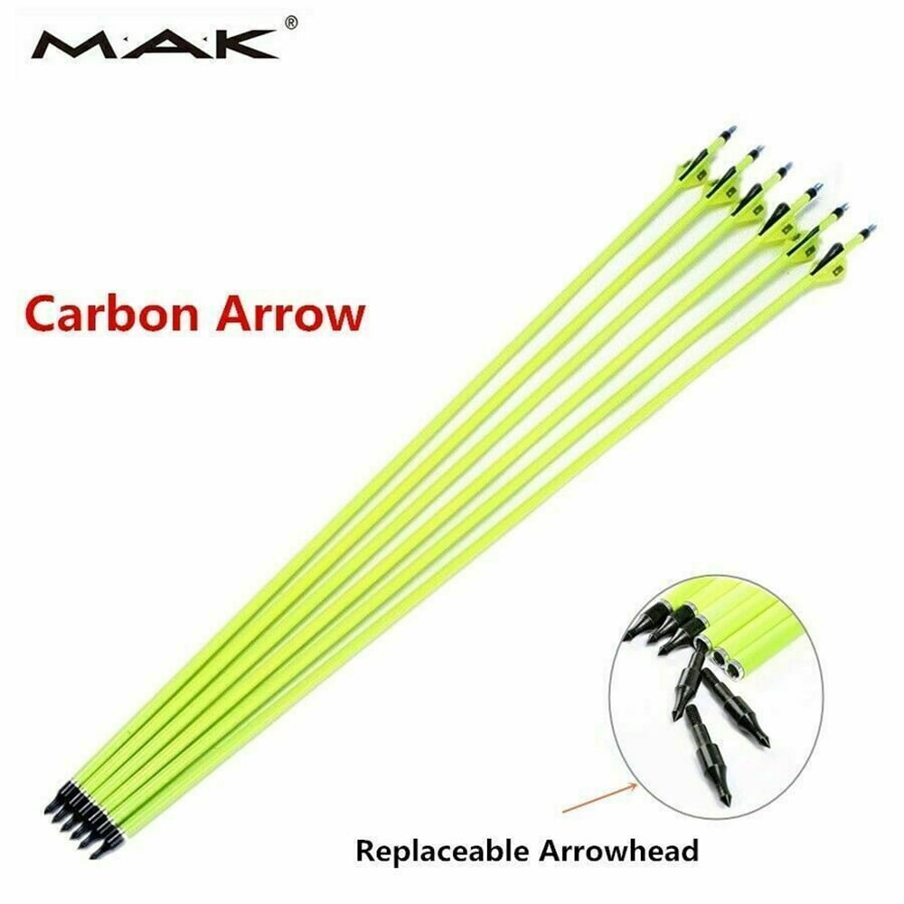 6pc Green 30" 7.8mm Spine500 Mixed Carbon Arrows Archery For Compound ...