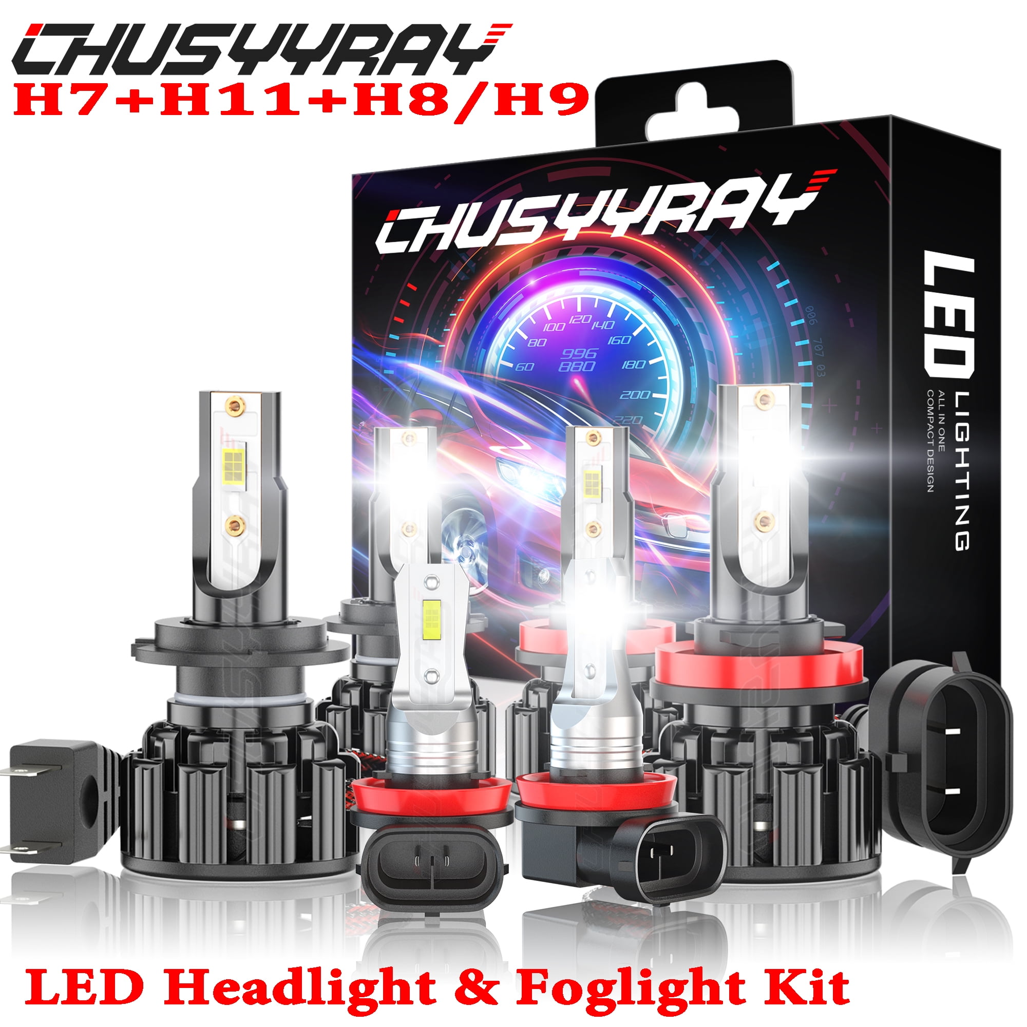 6pc H7+H11 LED High/Low Beam Headlight+H11 Fog Light Bulbs CHUSYYRAY For Ford Fusion 2006-2016 ...