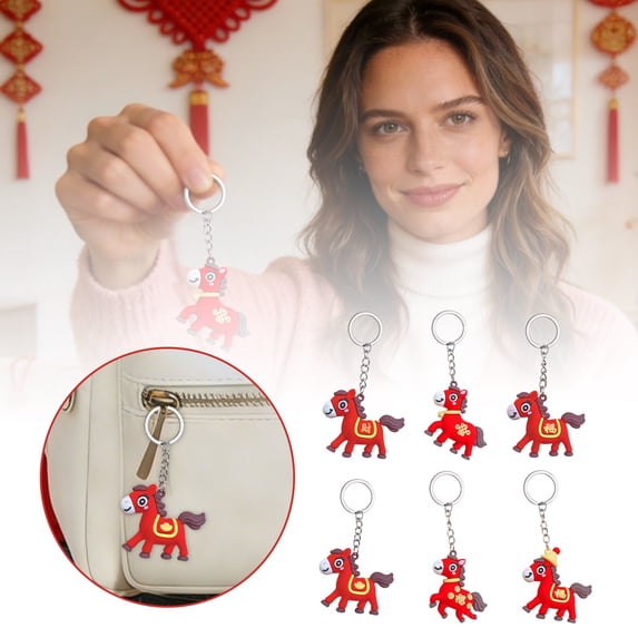 6pc Keychain Set Year of the Horse Keychains Red Pony Keychains ...