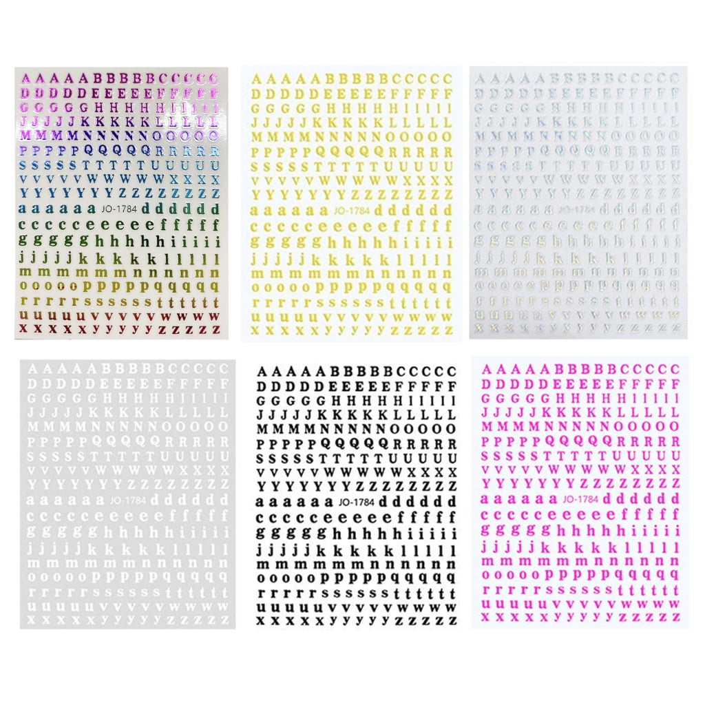 6pc Letter Nail Art Stickers Decals Of Alphabet Small Letter Stickers ...